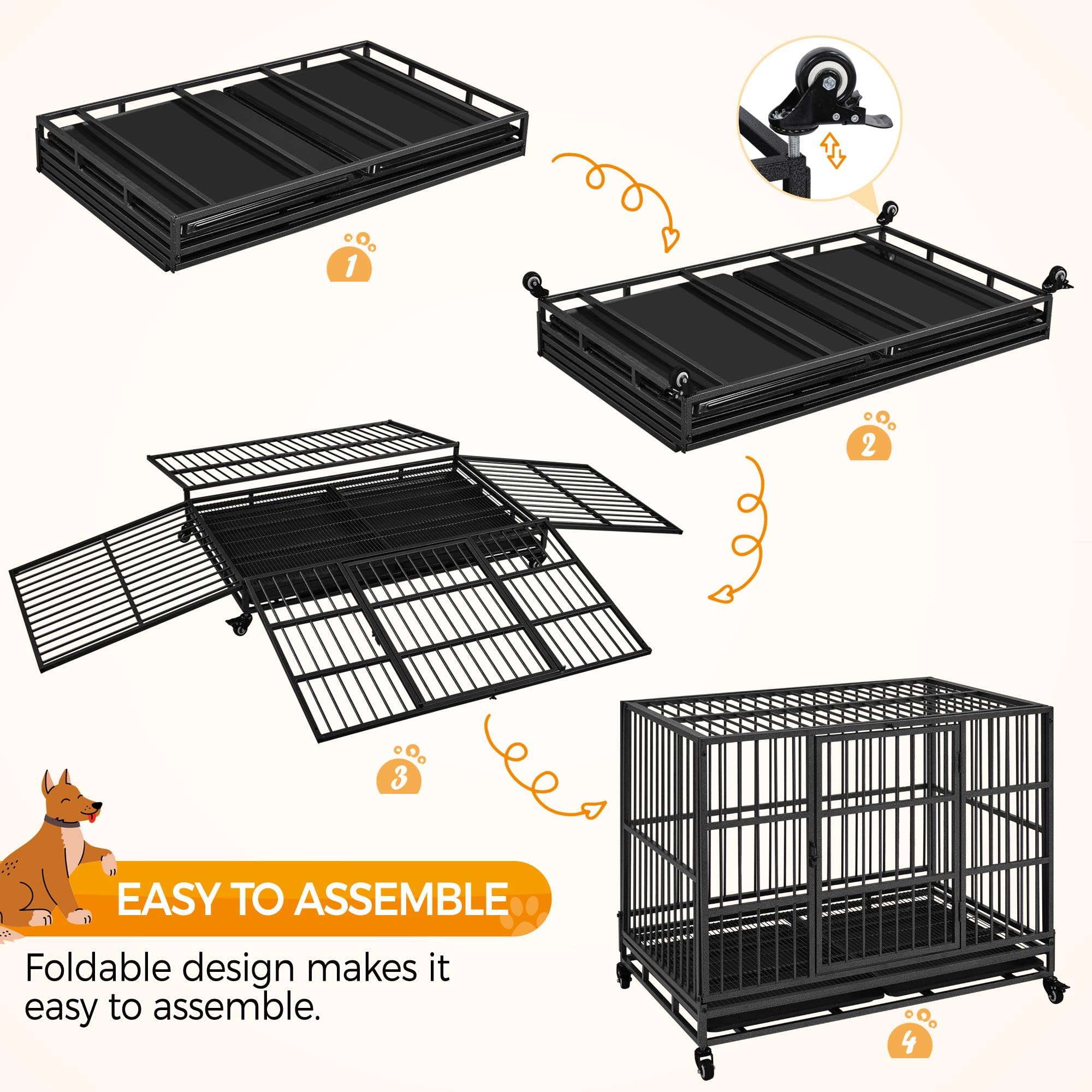 Snapklik.com : 42 Heavy Duty Dog Crate Foldable Dog Cage For Medium ...