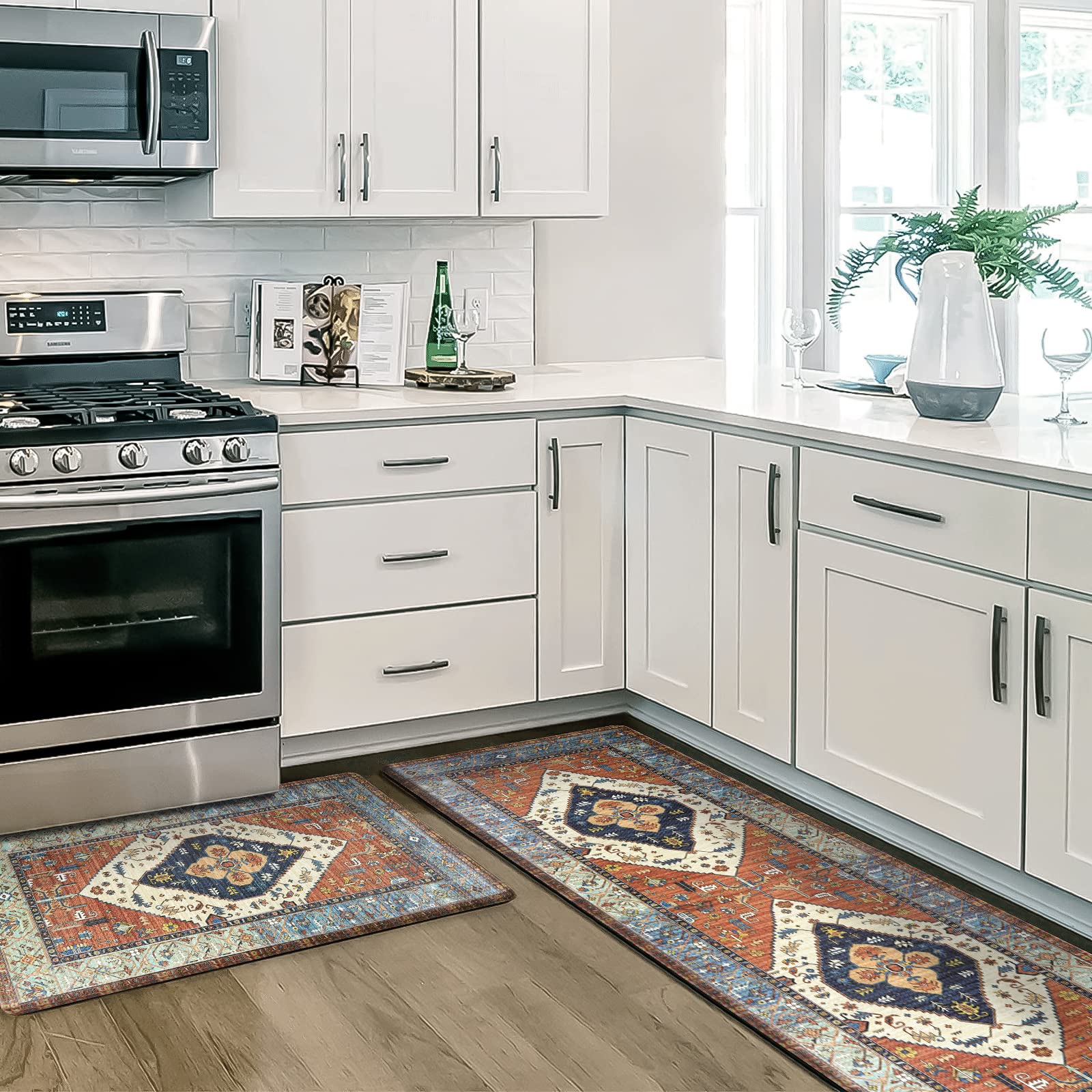 KIMODE Anti Fatigue Kitchen Mats,Boho Vintage Kitchen Rugs Sets of 2 ...