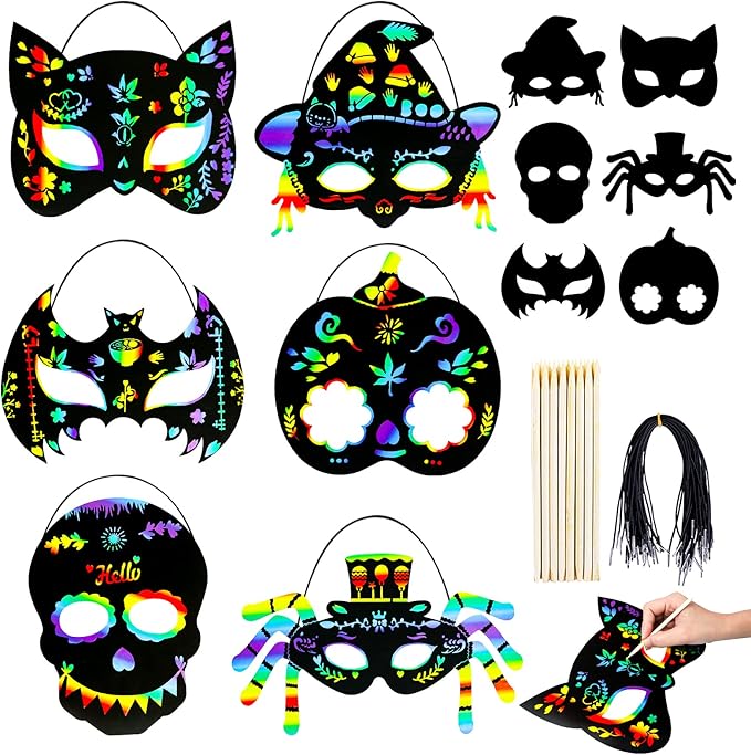 Amazon.com: MGparty Halloween Crafts 42PCS Halloween Rainbow Scratch ...