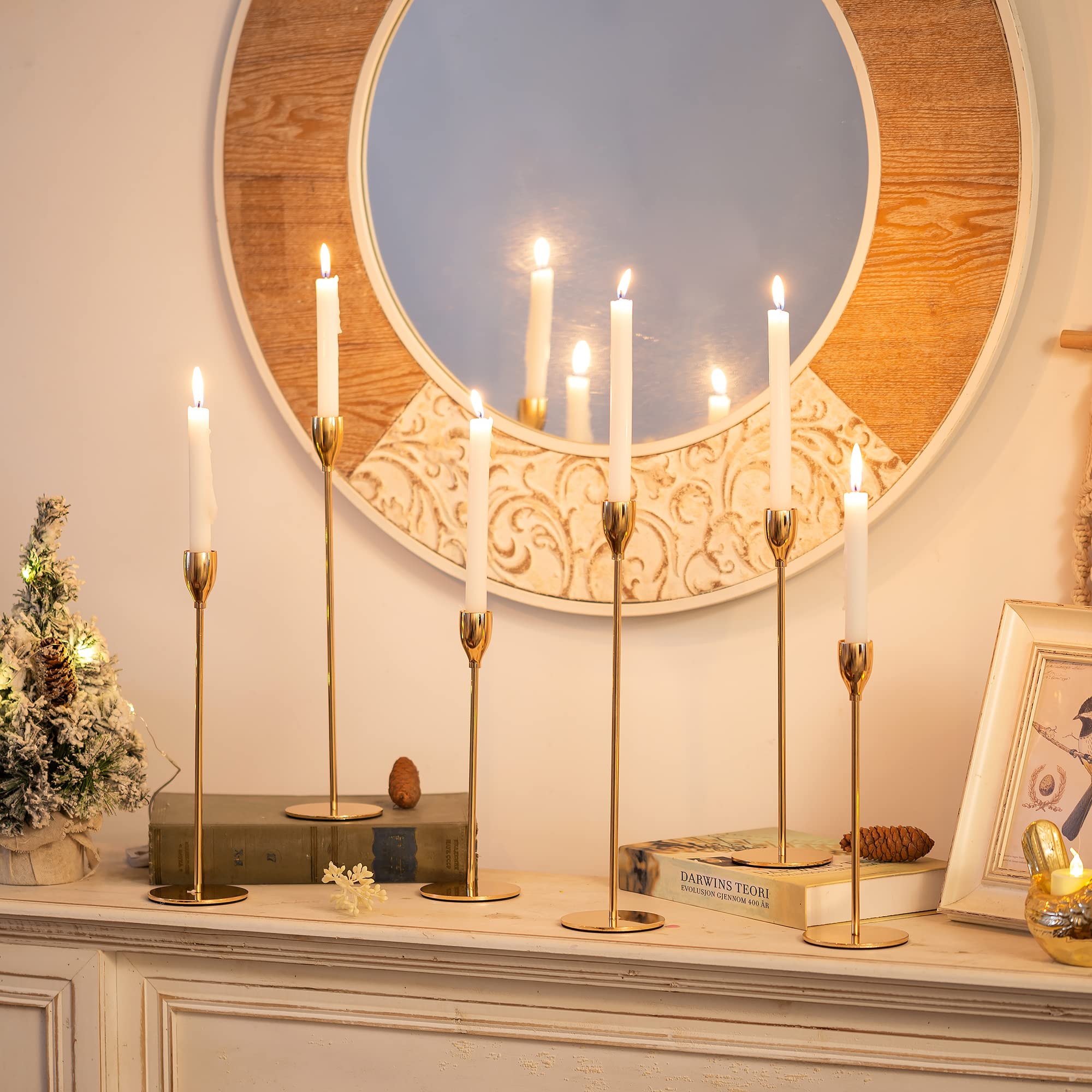 Inweder Taper Candle Holders for Candlesticks, Set of 30 Gold Candlestick Holders, Metal Candle ...