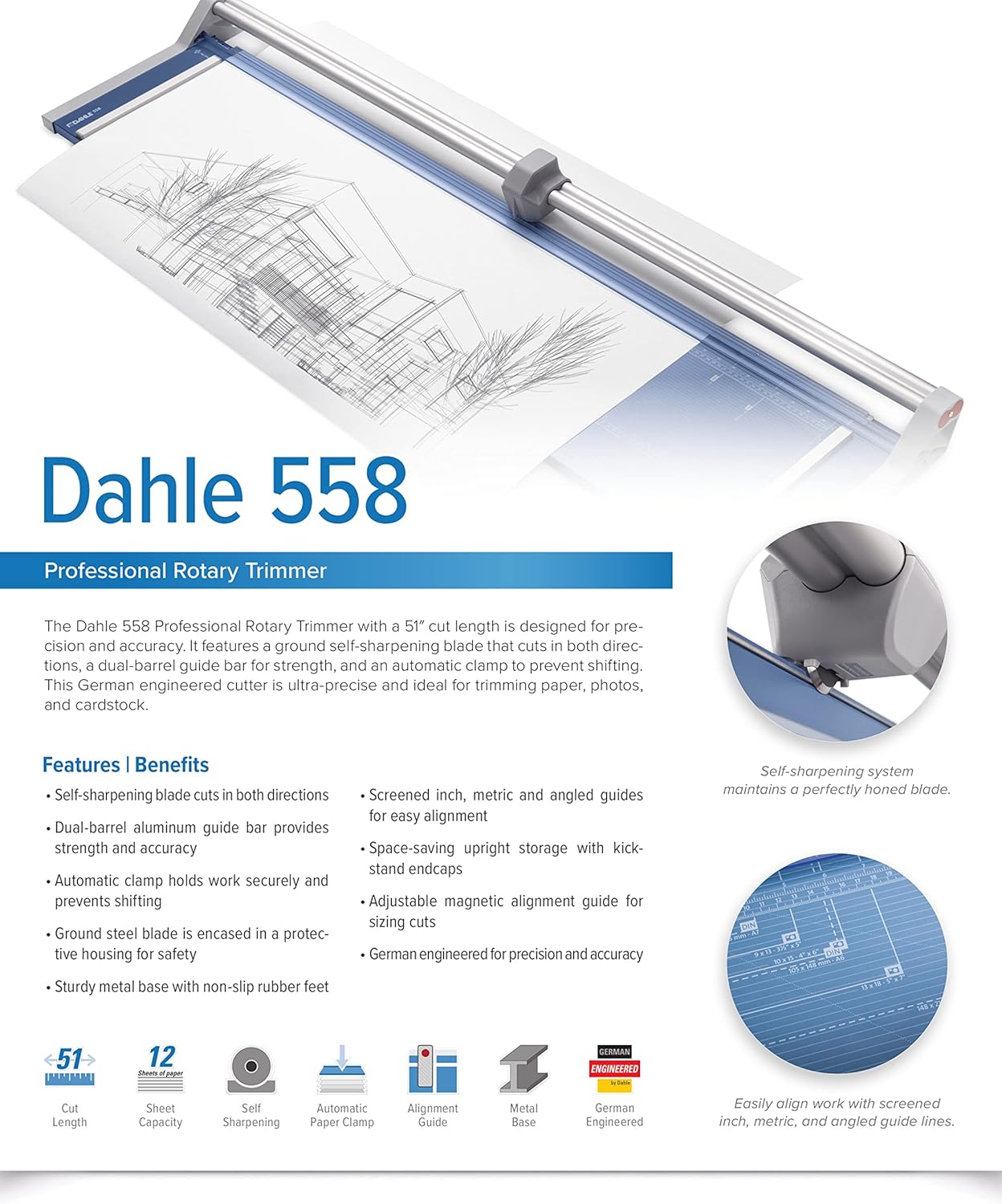 Dahle 558 – Cortadora giratoria profesional, longitud de corte de 51 ...