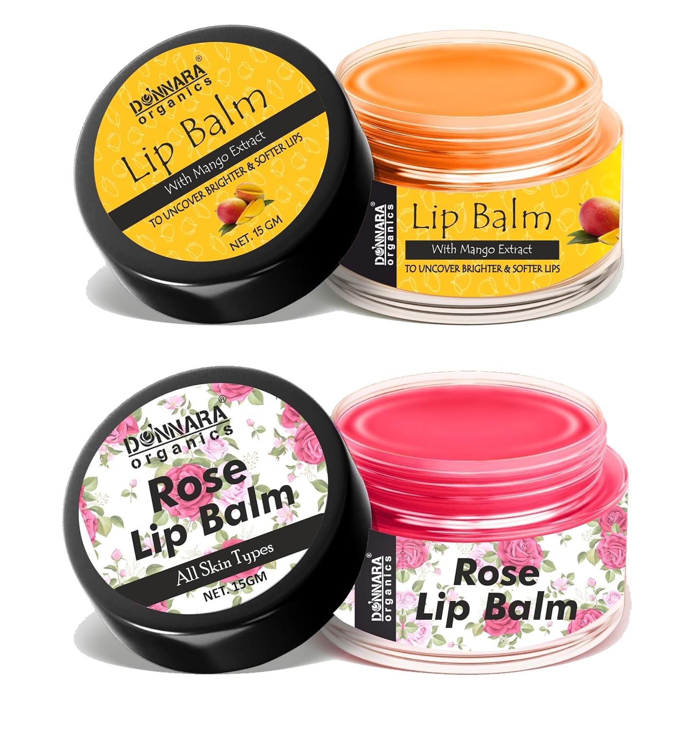 Buy Donnara Organics Mango & Rose Extract Lip Balms | For Dry, Cracked ...