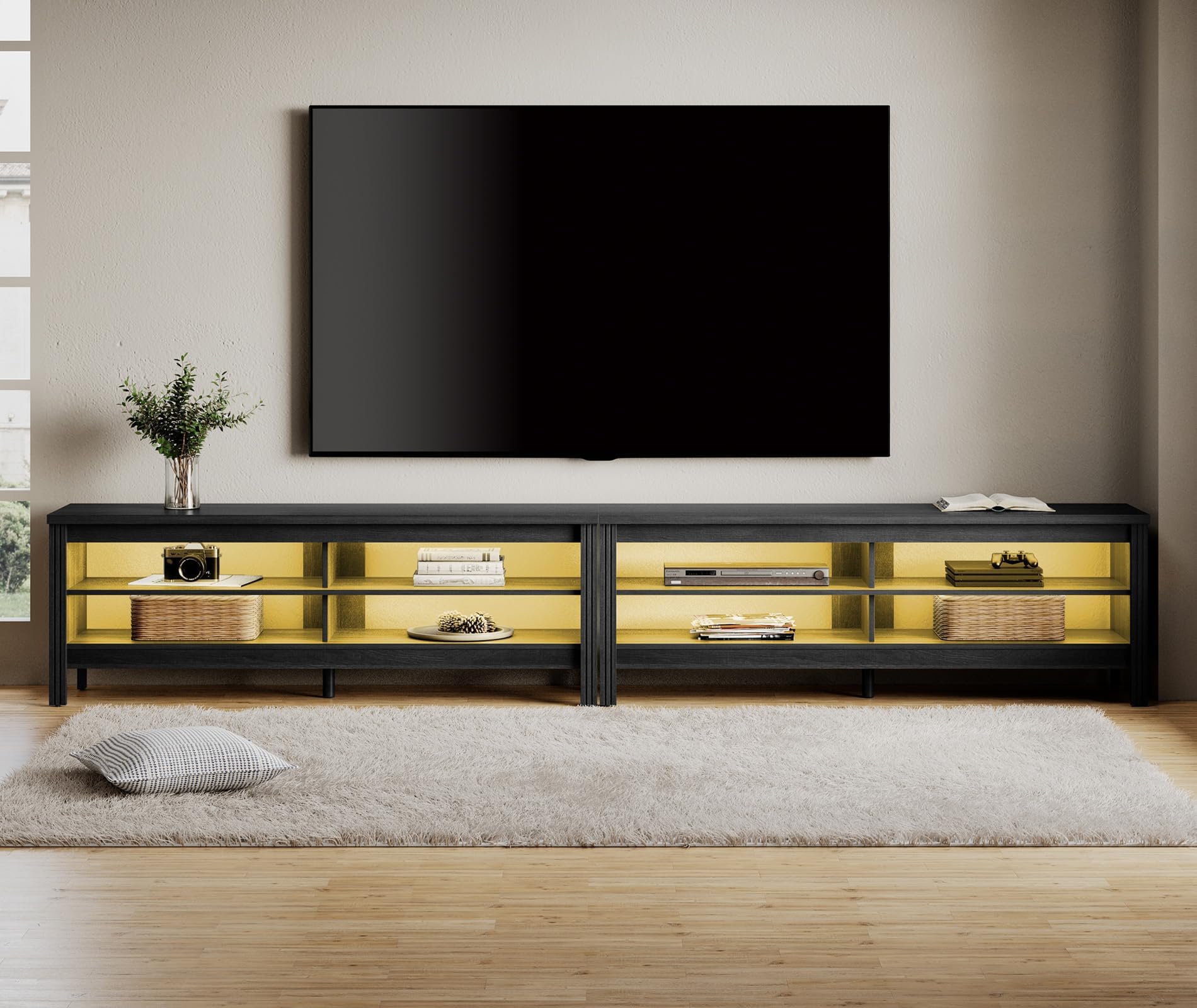 Amazon.com: WAMPAT LED TV Stand for TVs up to 85 Inch, Black ...
