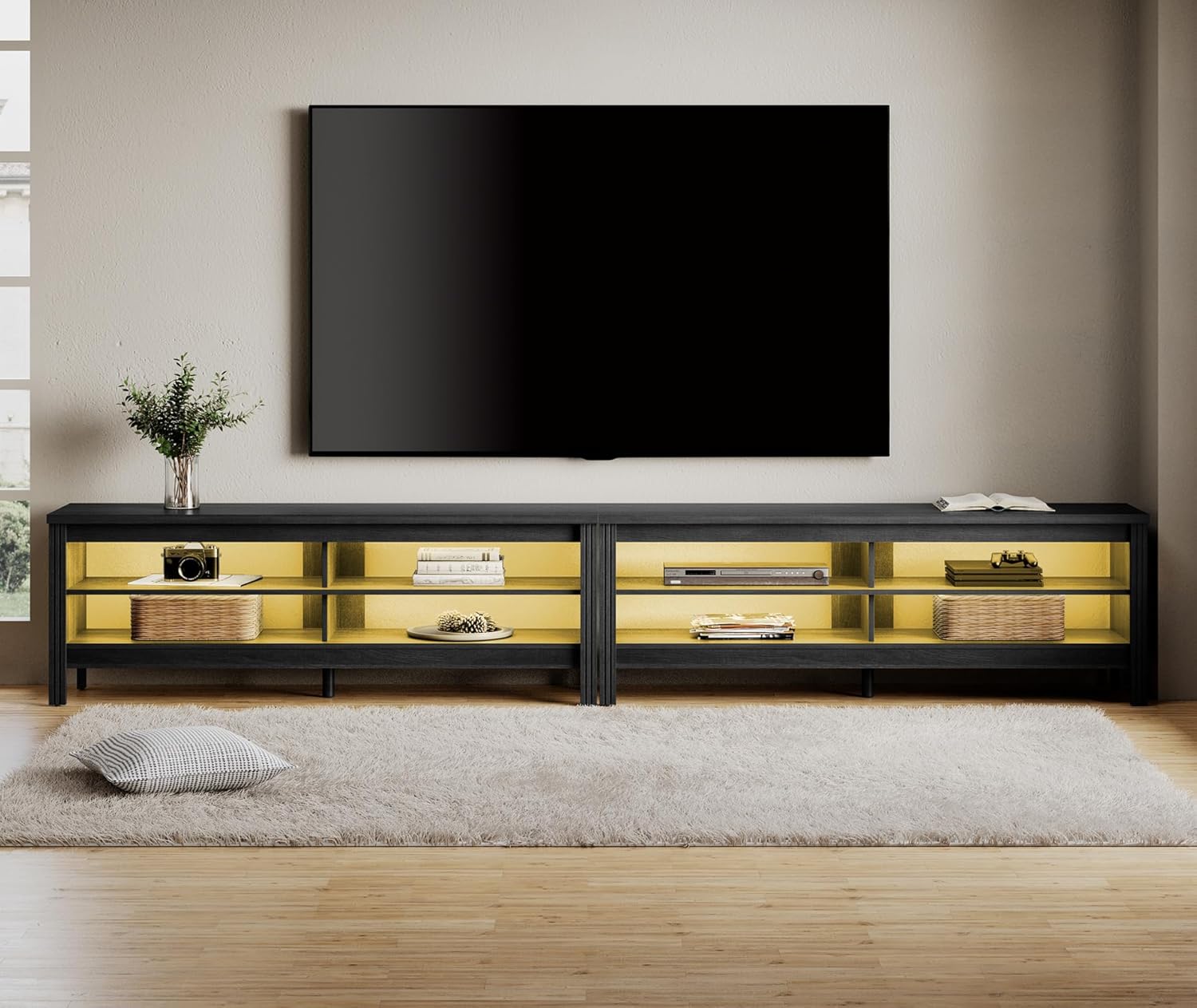 Amazon.com: WAMPAT LED TV Stand for 100 Inch TV, Black/Oak ...