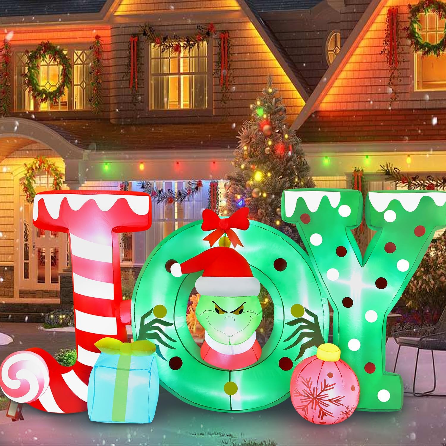 Amazon.com: Alupssuc 8FT Christmas Inflatable Joy Outdoor Decorations ...