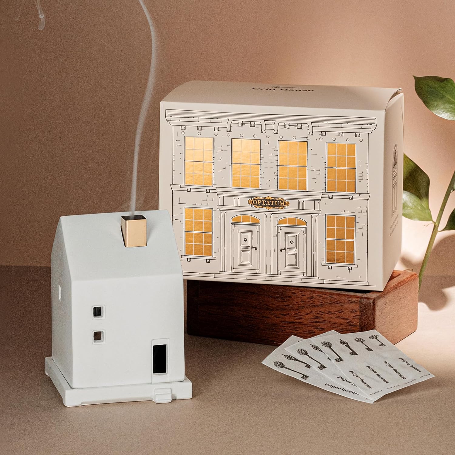 Amazon.com: OPTATUM Grid House Incense Burner Set with Paper Incense ...