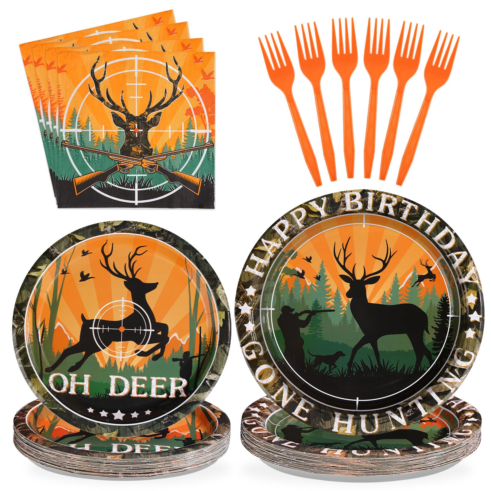 Amazon.com: 96Pcs Hunting Camo Party Supplies Oh Deer Hunting Birthday ...