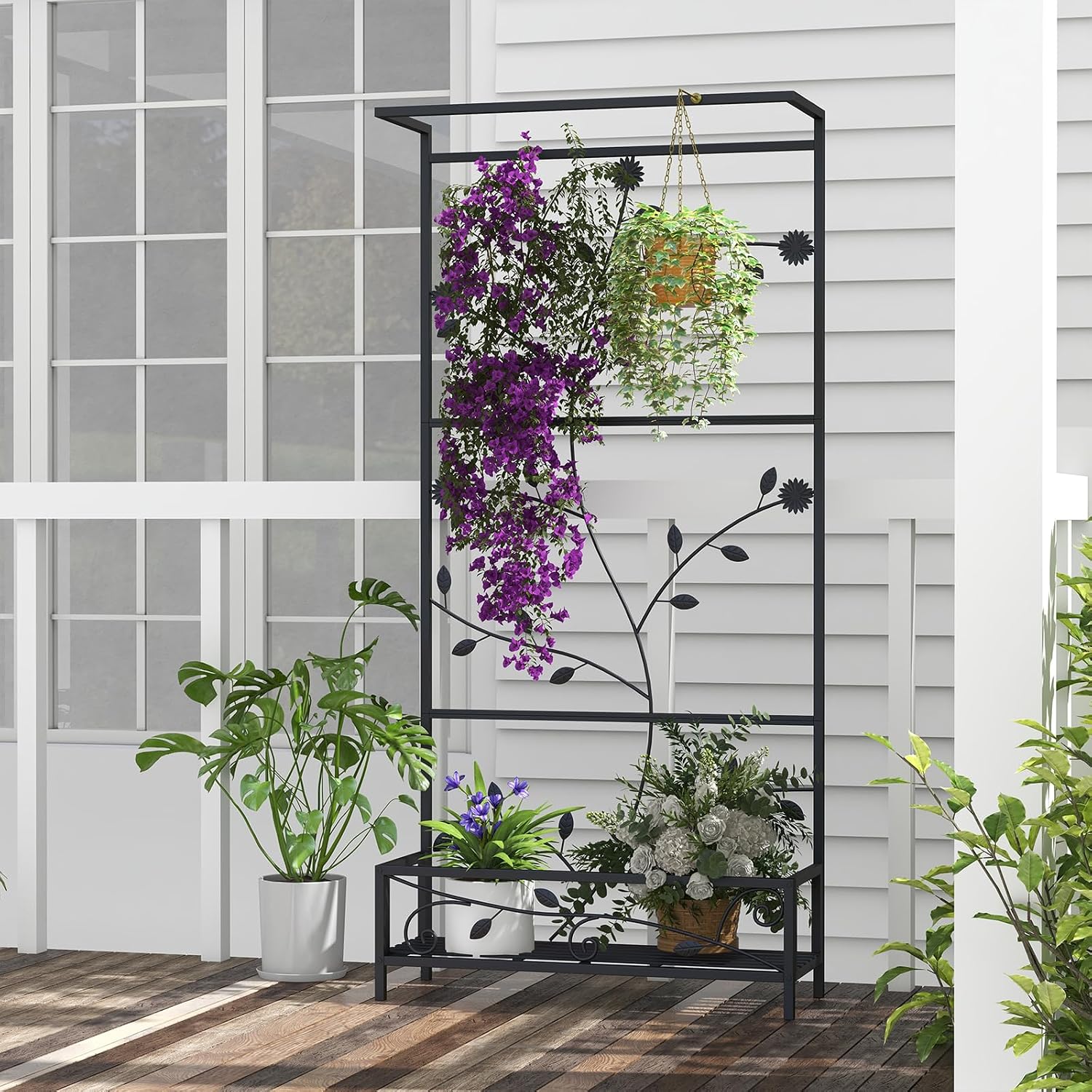 Amazon.com: Kinpaw 75" Plant Stand with Trellis for Indoor & Outdoor ...