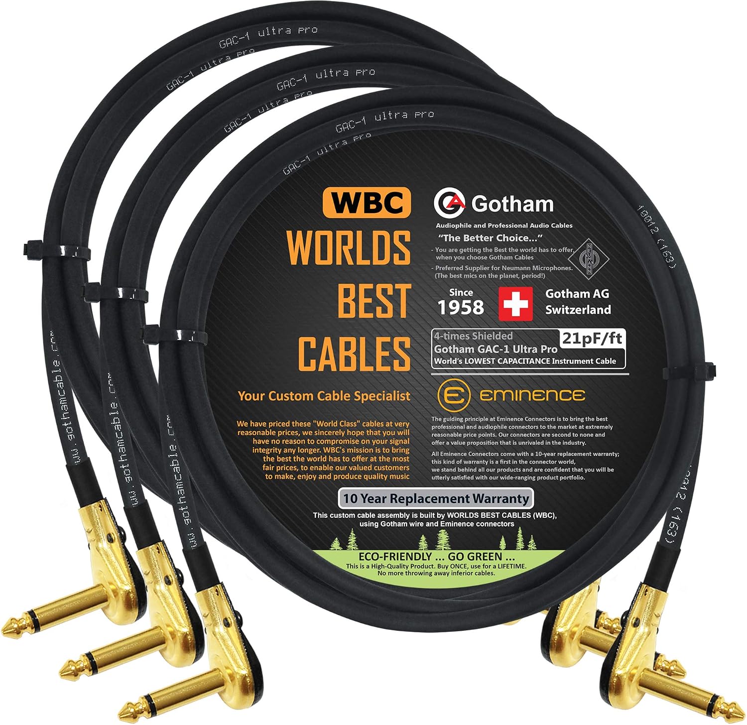 3 Units - Gotham GAC-1 Ultra Pro - 3 Foot - Low-Capacitance (21pF/ft ...