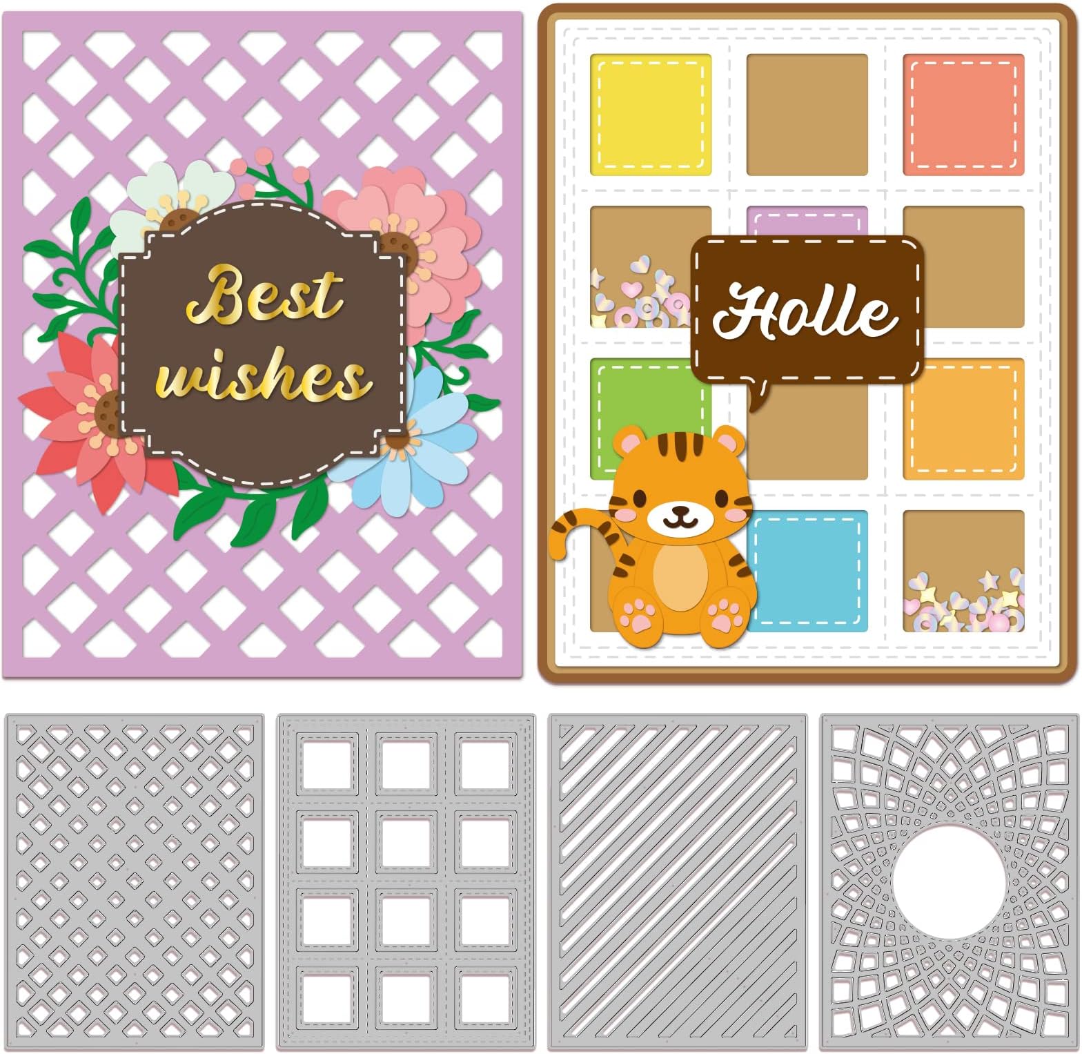 Dotted Square Frame Set Background Metal Cutting Dies for Card Making ...