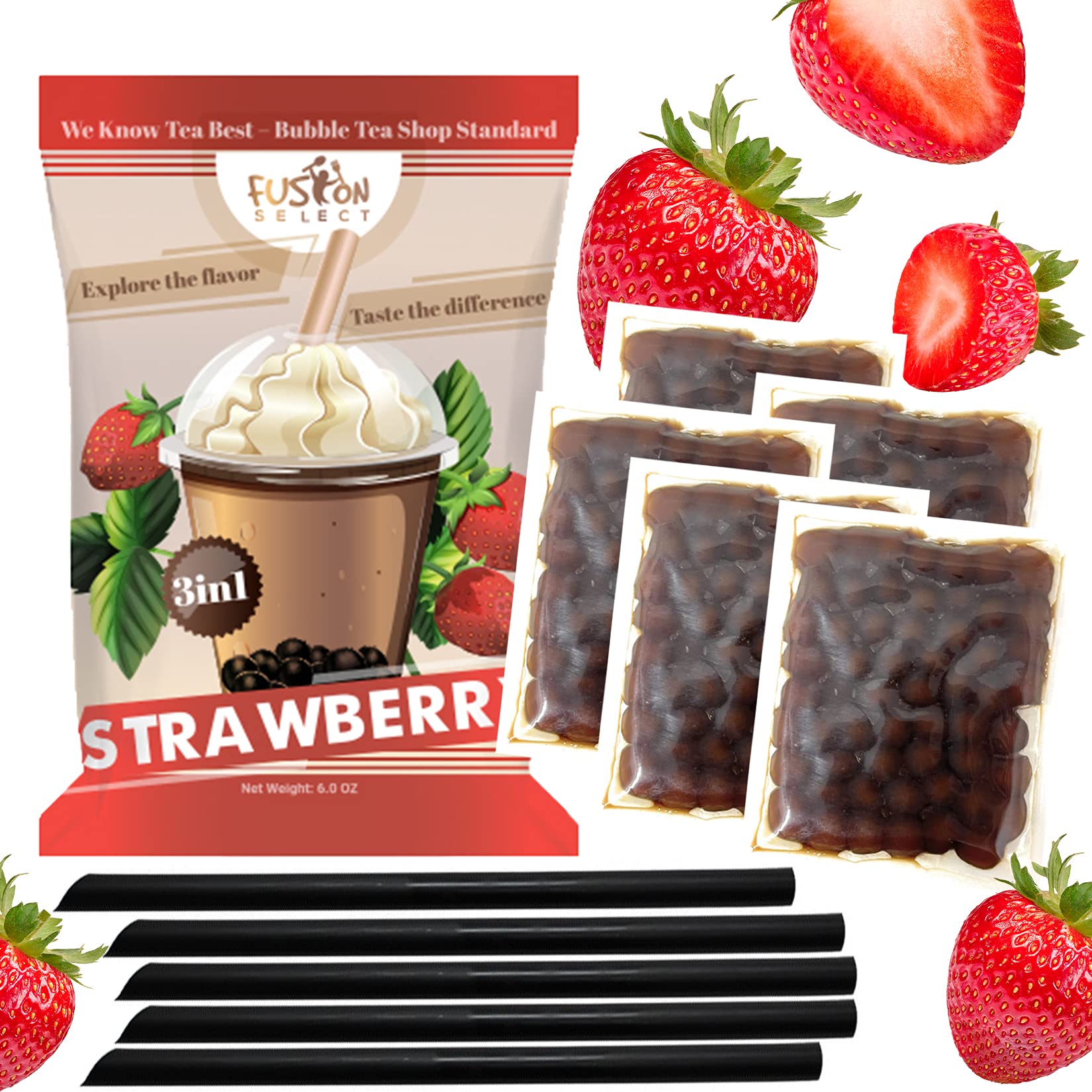 Buy Fusion Select Authentic Brown Sugar Bubble Tea Kit Strawberry ...