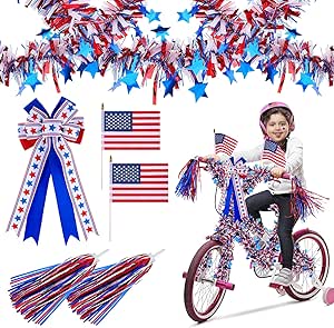 Amazon.com : 8pcs 4th of July Bike Decorations Kit - Patriotic Tinsel ...