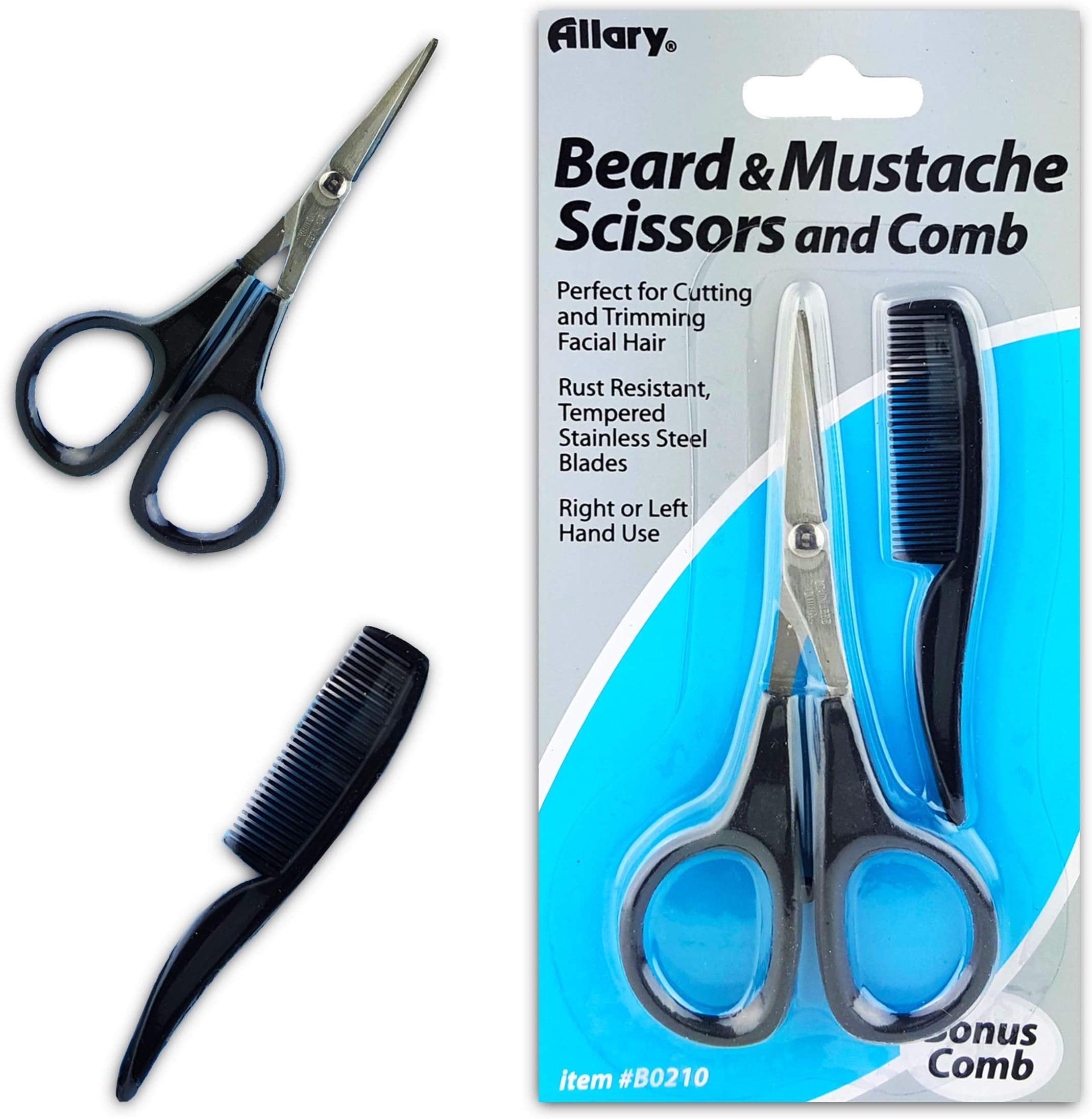 Amazon.com: Men's Beard & Mustache Scissors and Mini Comb Trimming Kit ...