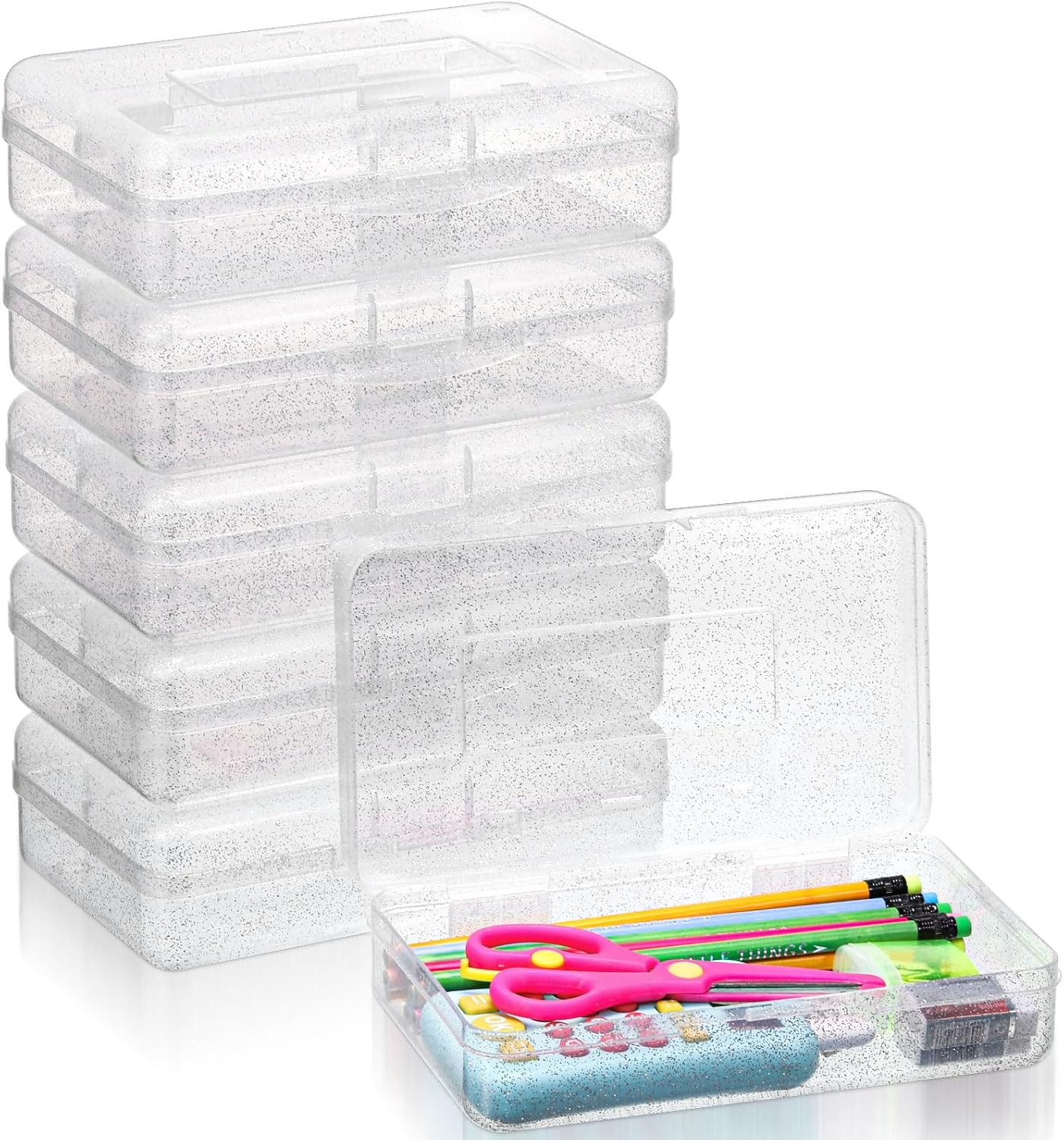 Amazon.com: Cholemy 6 Pcs Clear Plastic Pencil Box Large Capacity ...