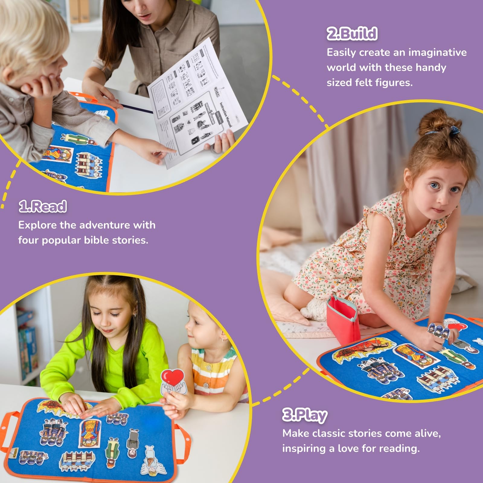 Snapklik.com : 4 Pack Felt Board Bible Stories Set, Flannel Board ...