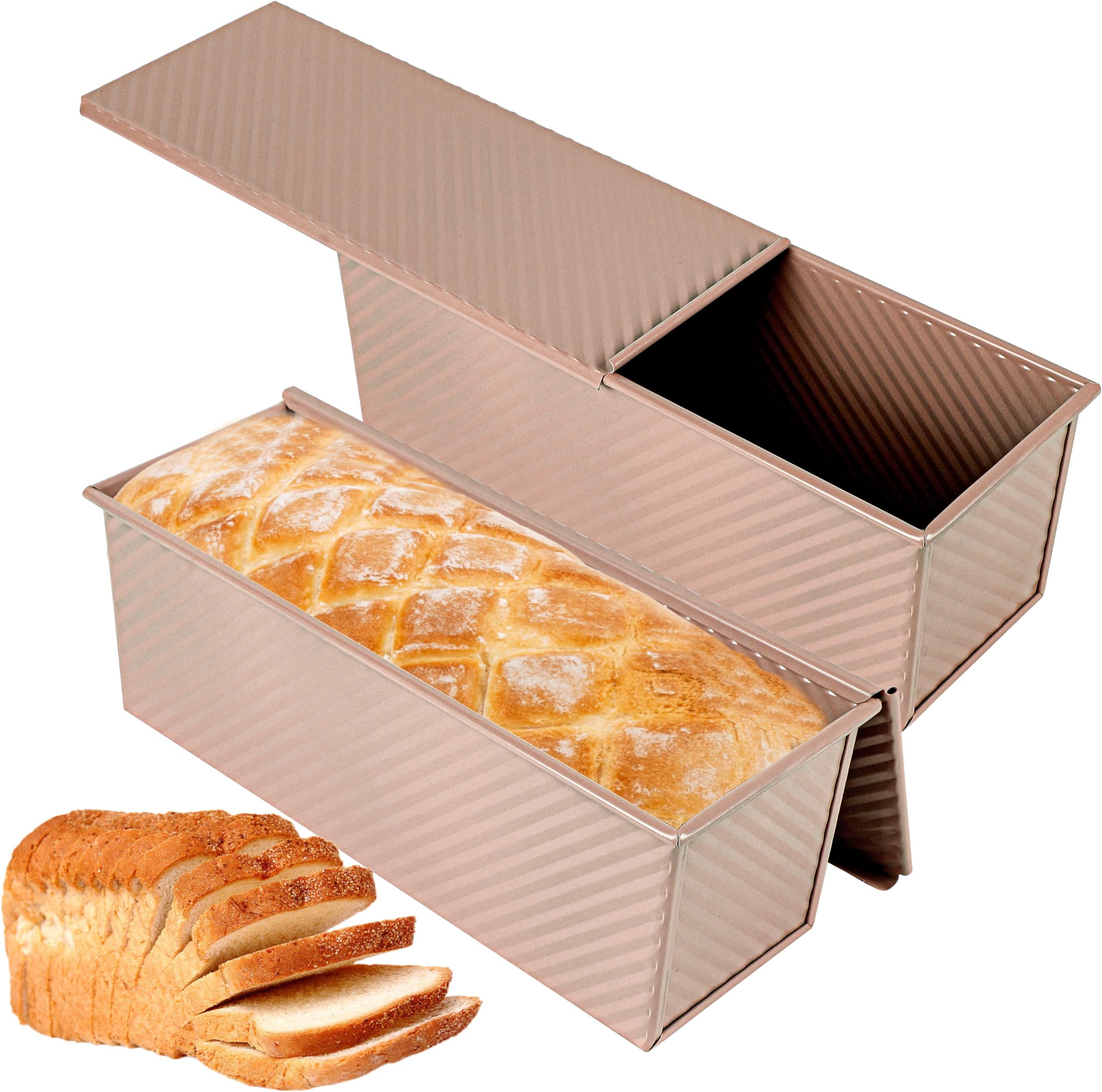 Amazon.com: Spmarkt 2-pack 2.2lb Gold Pullman Loaf Pan with Lid ...