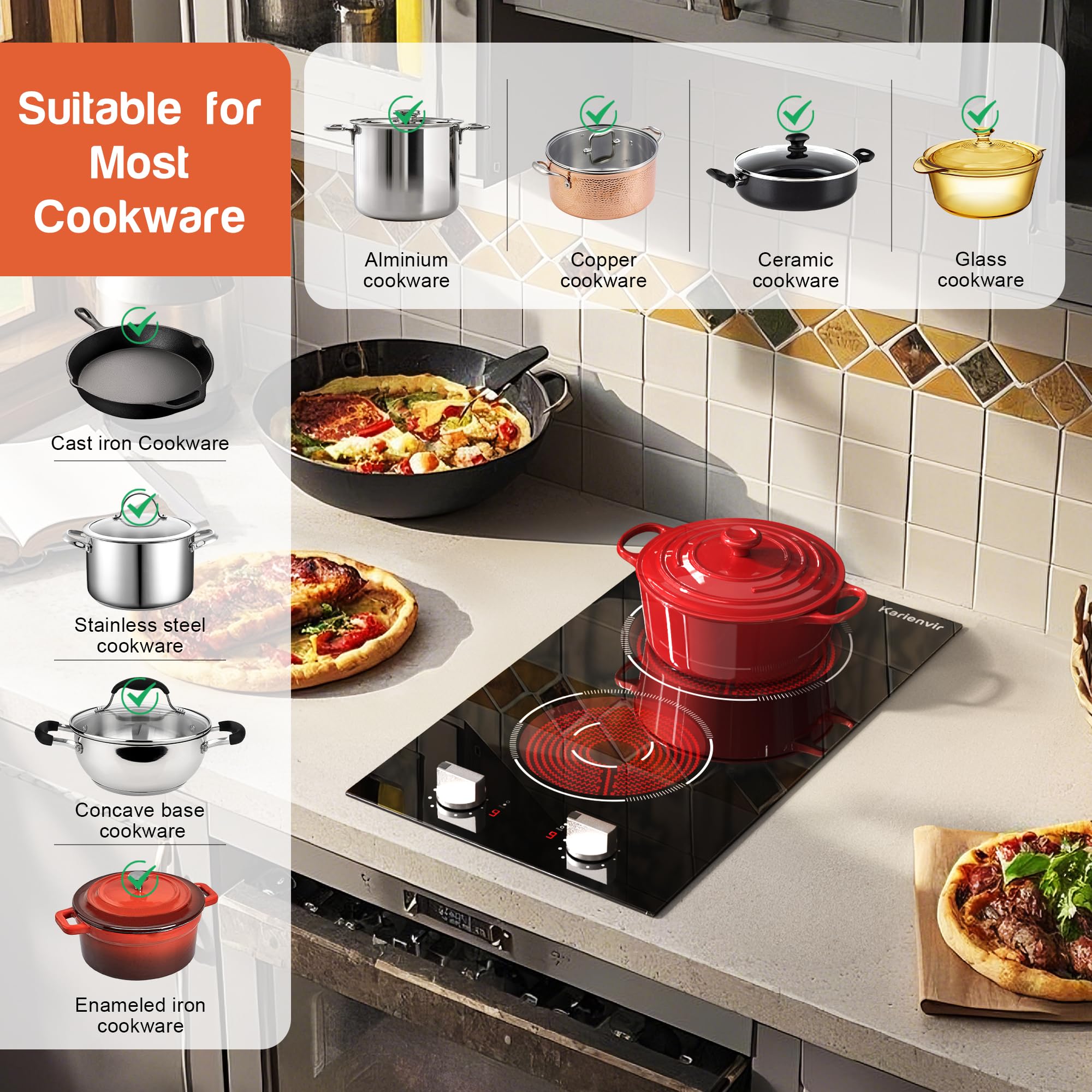 Snapklik.com : 2 Burners Electric Cooktop, Plug In Electric Stove 110v ...