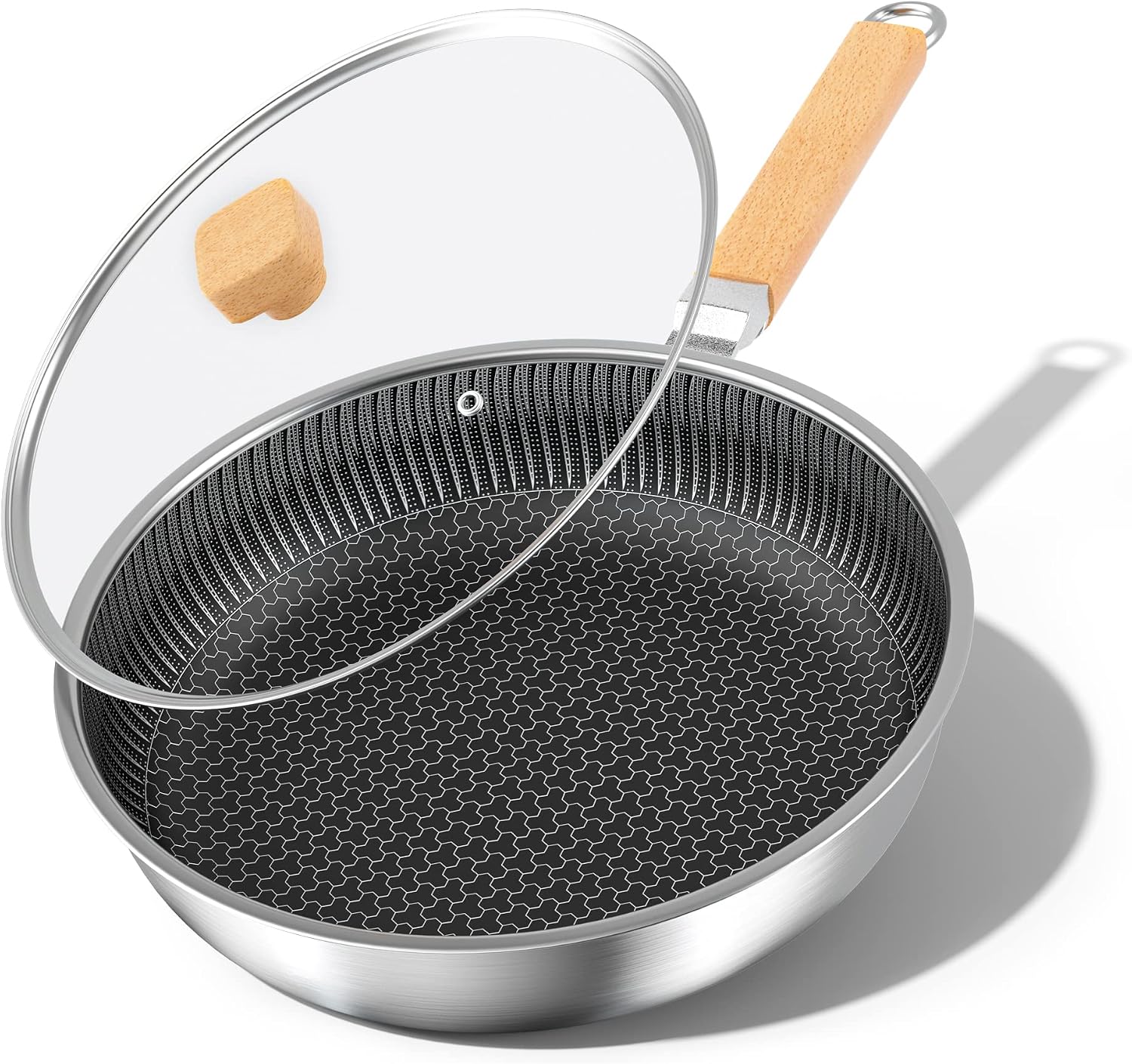 Amazon.com: LEPAYU 11 inch Stainless Steel Pan,316 Non Stick Stainless ...