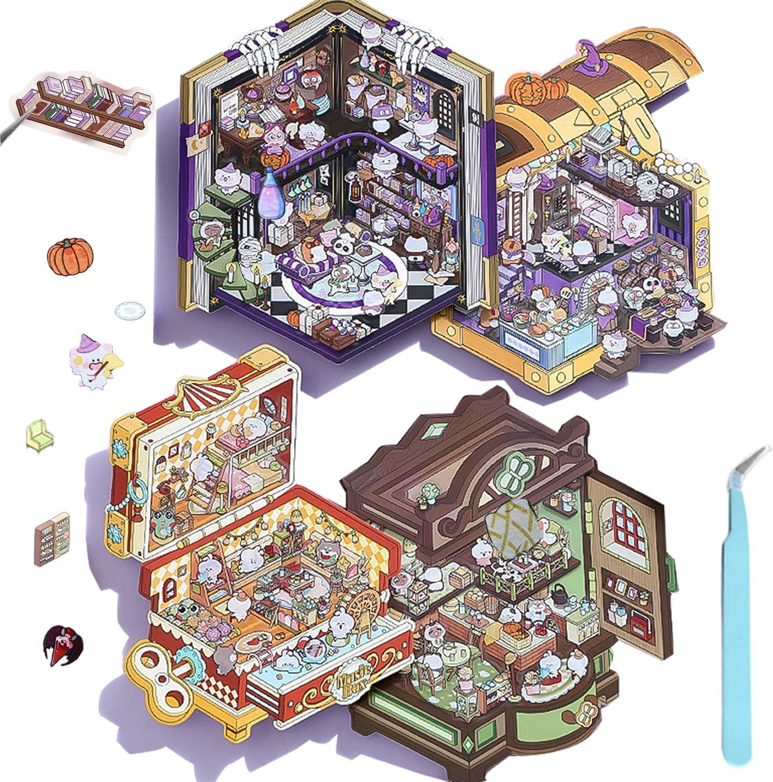 Amazon.com: 20 Sets 3D Sticker Scene with Material Book,DIY 3D House ...