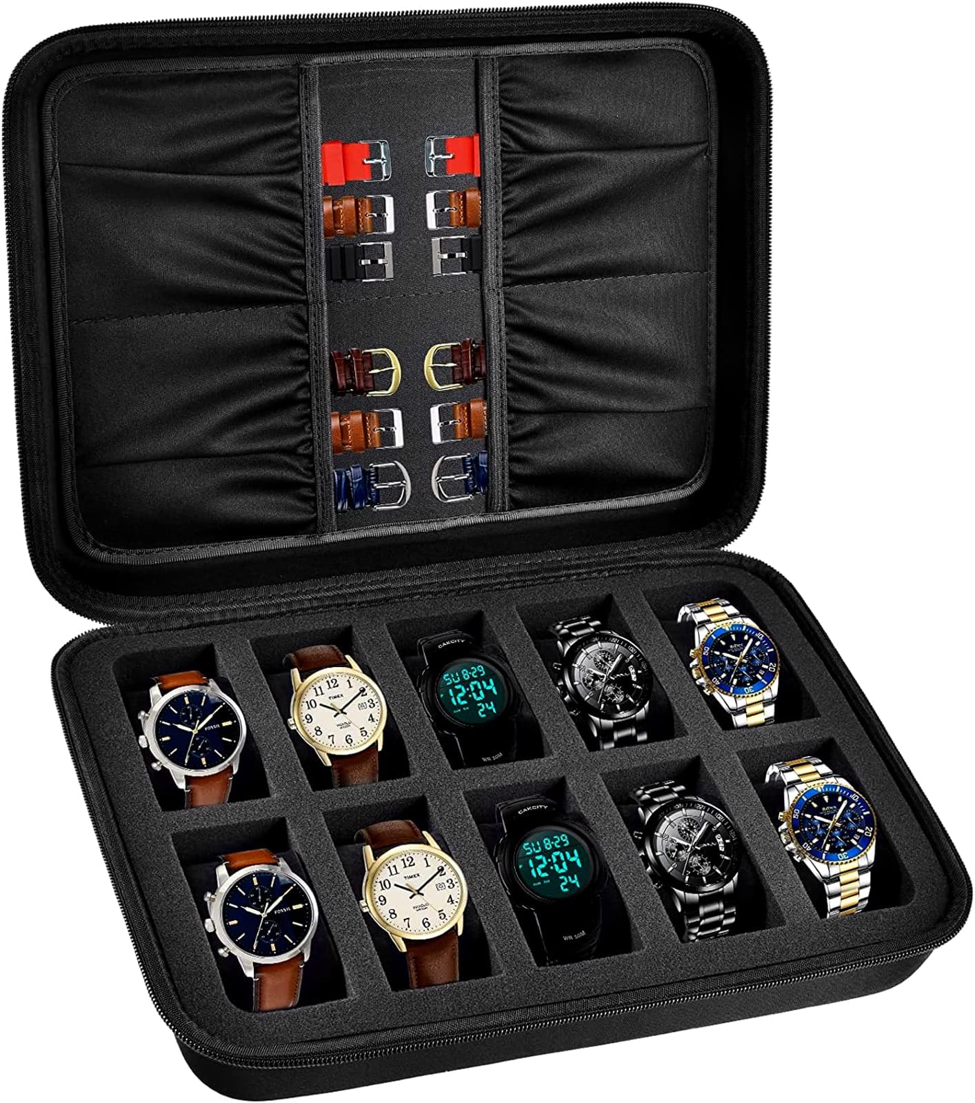 Amazon.com: RIGICASE 10 slots Aluminum watch case, Hard Deluxe watch ...