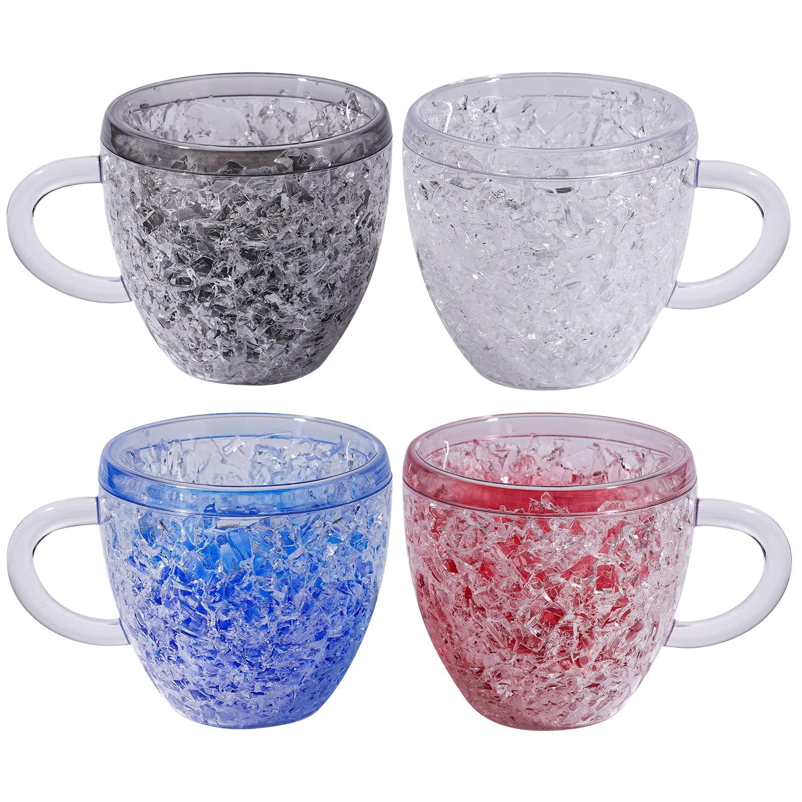 EASICOZI Heart Shape Ice Mugs Love Freezer Coffee Cup Set Frost Glass ...