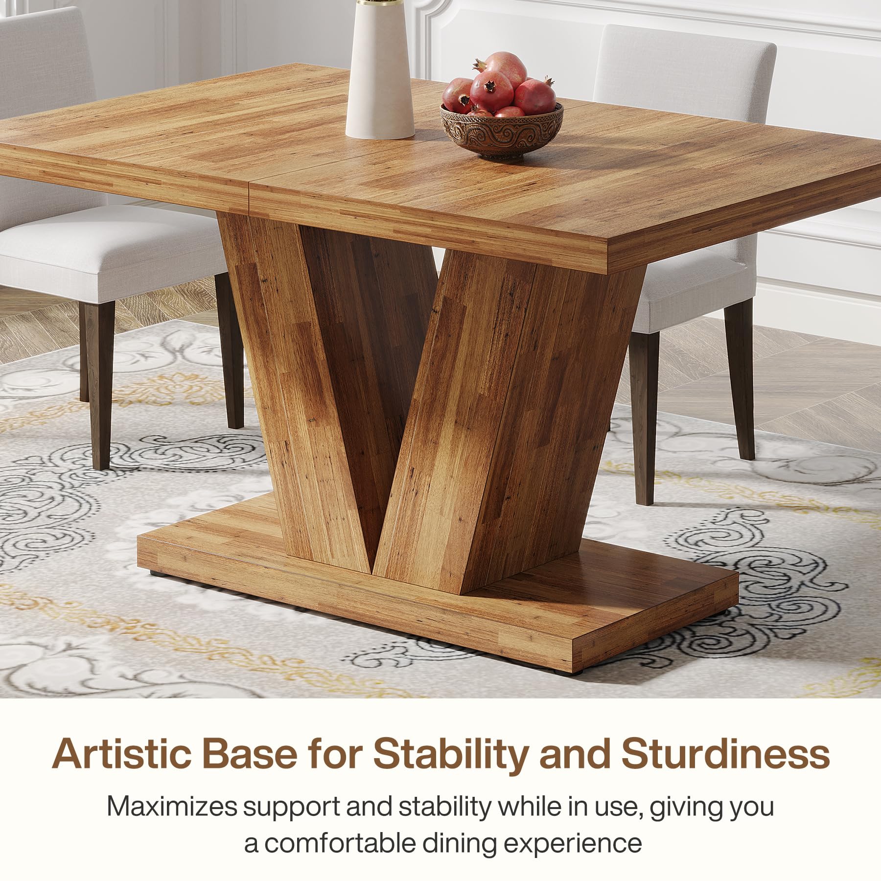 Tribesigns 47-Inch Dining Table for 4, Walnut Brown Kitchen Dinner ...