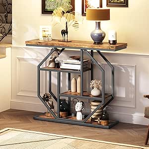 Amazon.com: MAHANCRIS 39.4'' Narrow Console Table, 4-Tier Industrial ...