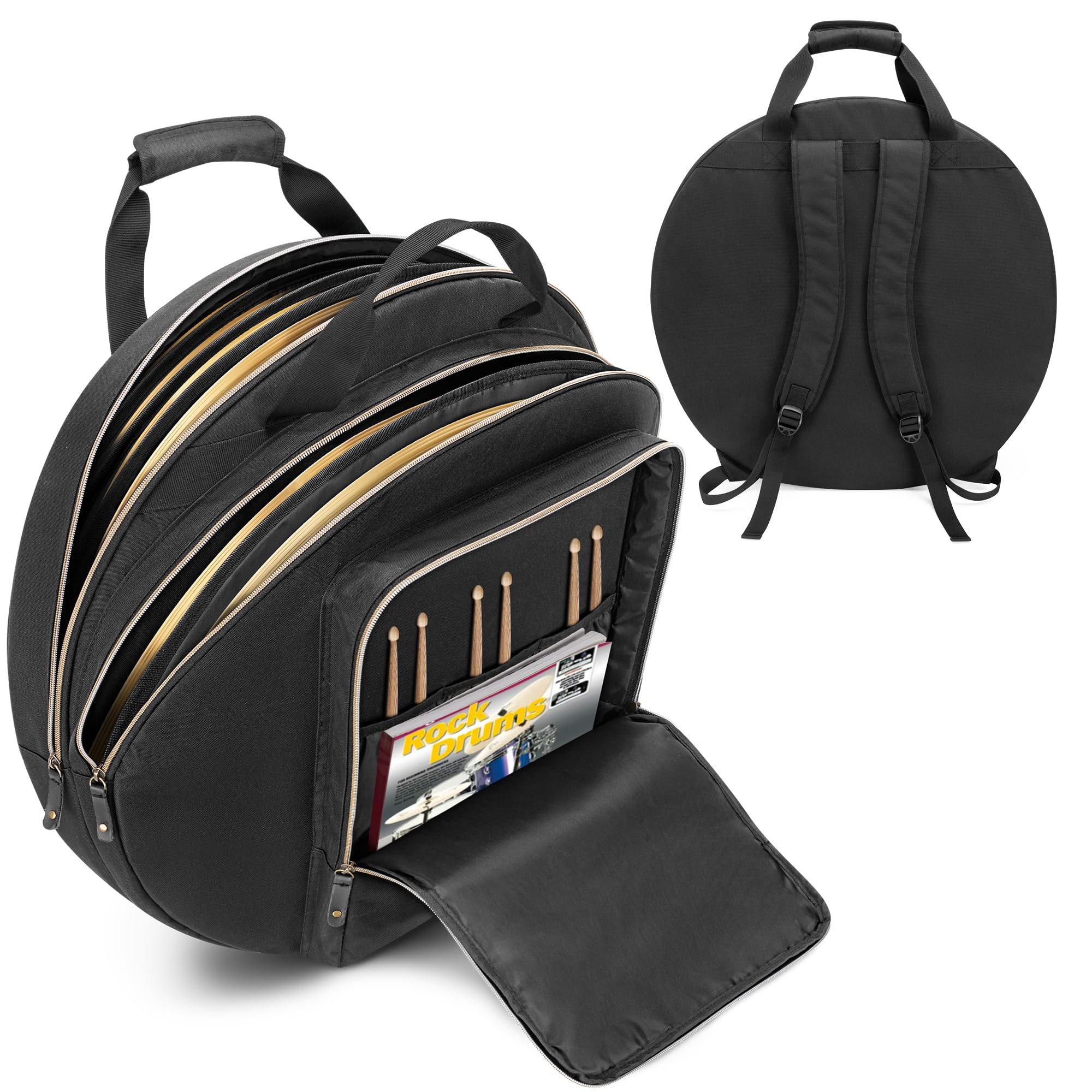 Damero 22" Cymbal Bag, Double Layer Cymbal Case with 6mm Padded Divider ...