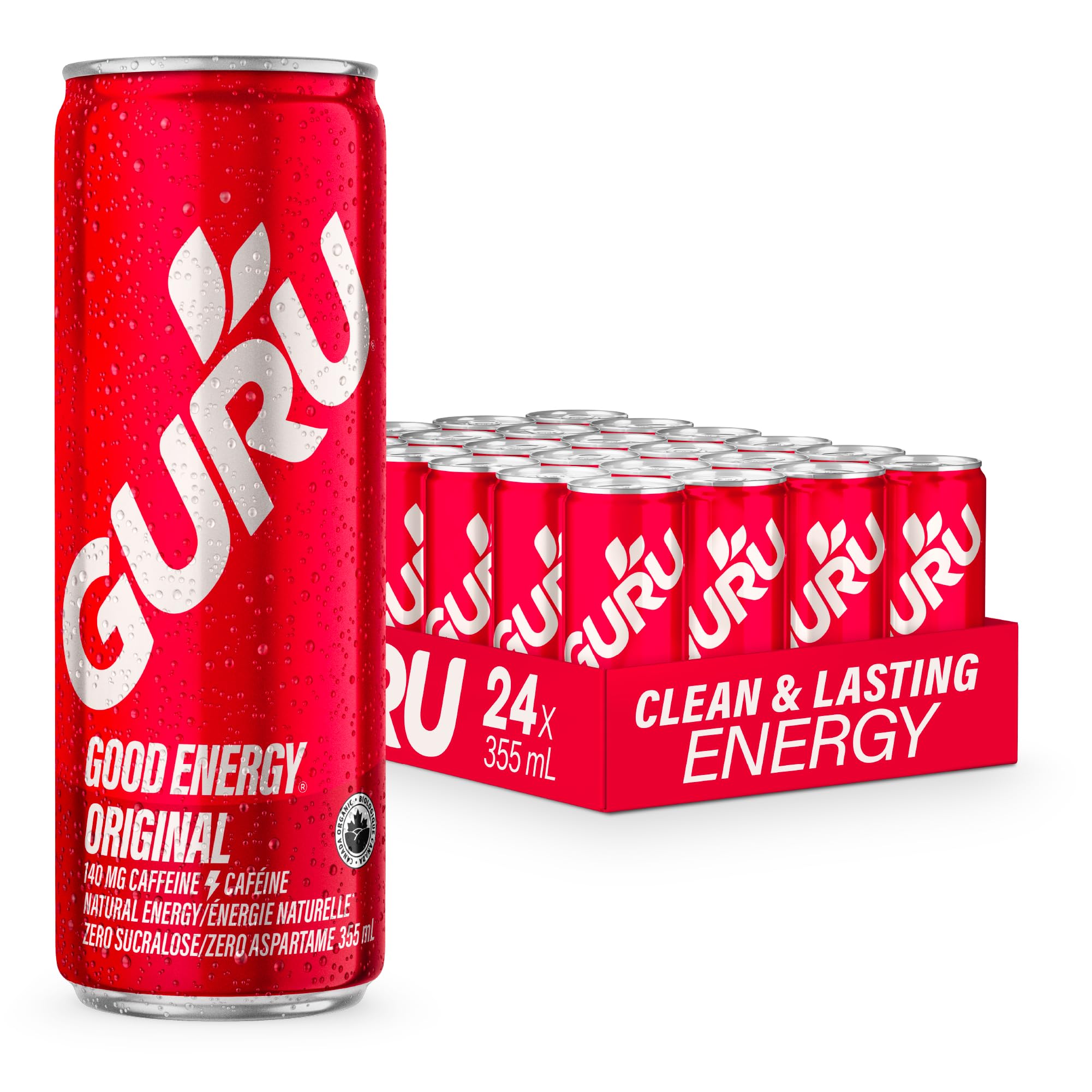 GURU Original Organic Energy Drinks, Clean Energy Drink with Plant ...