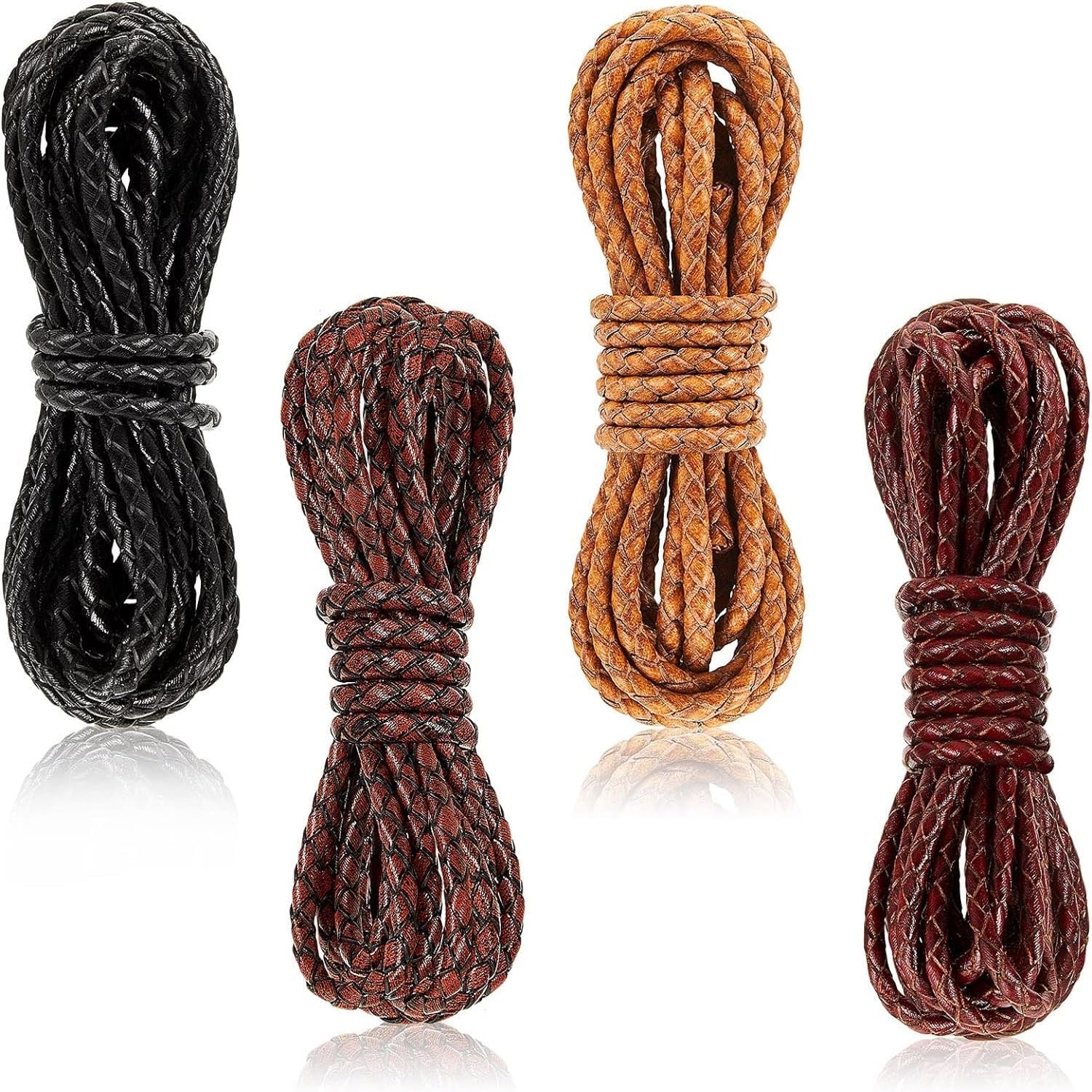 Amazon.com: SUPERFINDINGS 15.33 Yard 4mm Braided PU Leather Cords 7 ...