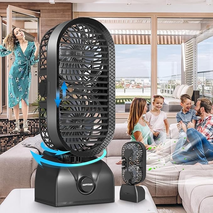 Amazon.com: Small Tower Fan For Bedroom Desk, 10000mAh Rechargeable ...