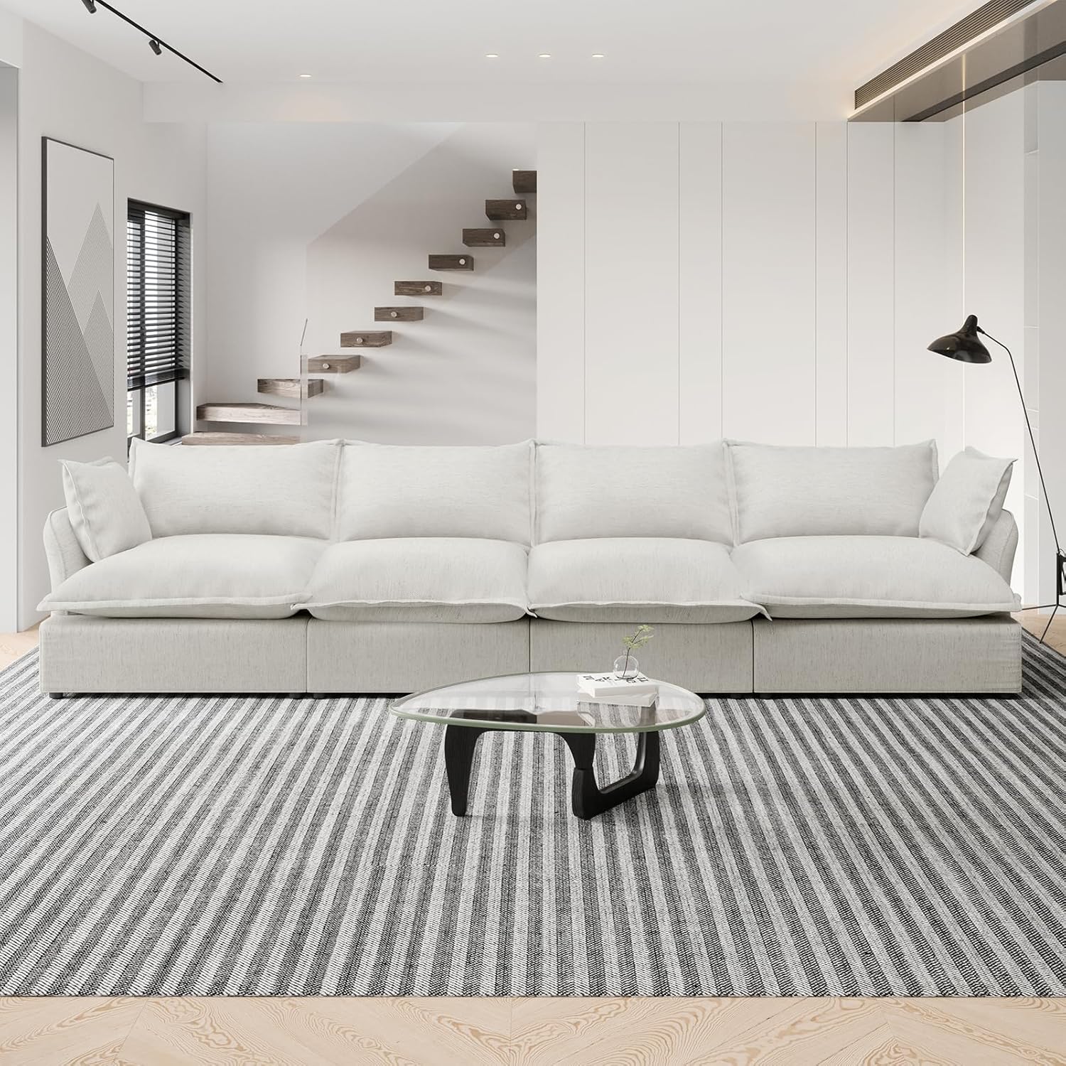 Amazon.com: Gtilzria Cloud Modular Sectional Sofa, 4 Seater Convertible Deep Seat Sectional ...