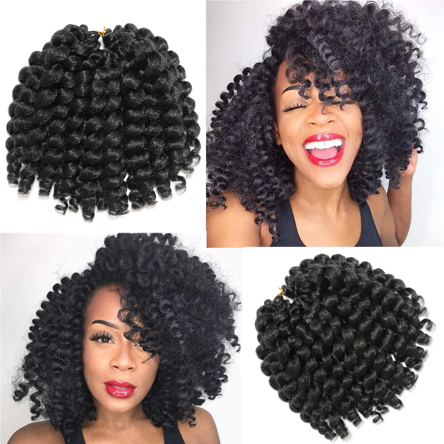 Amazon.com : HBNK Jamaican Bounce Crochet Hair-4 Packs 6 Inch Wand Curl ...