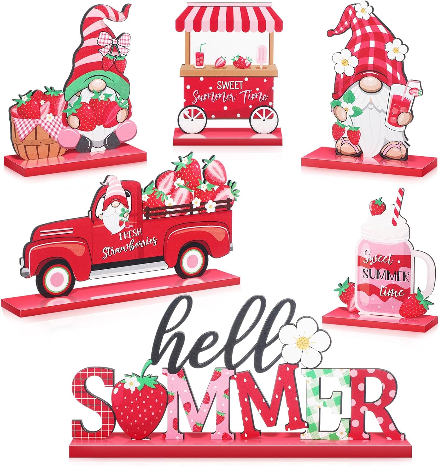 Amazon.com: Thyle 6 Pcs Strawberry Table Sign Decoration Summer ...