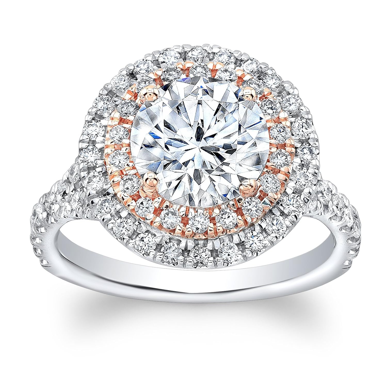 Amazon.com: Women's 14k Round double halo diamond engagement ring 0.70 ...