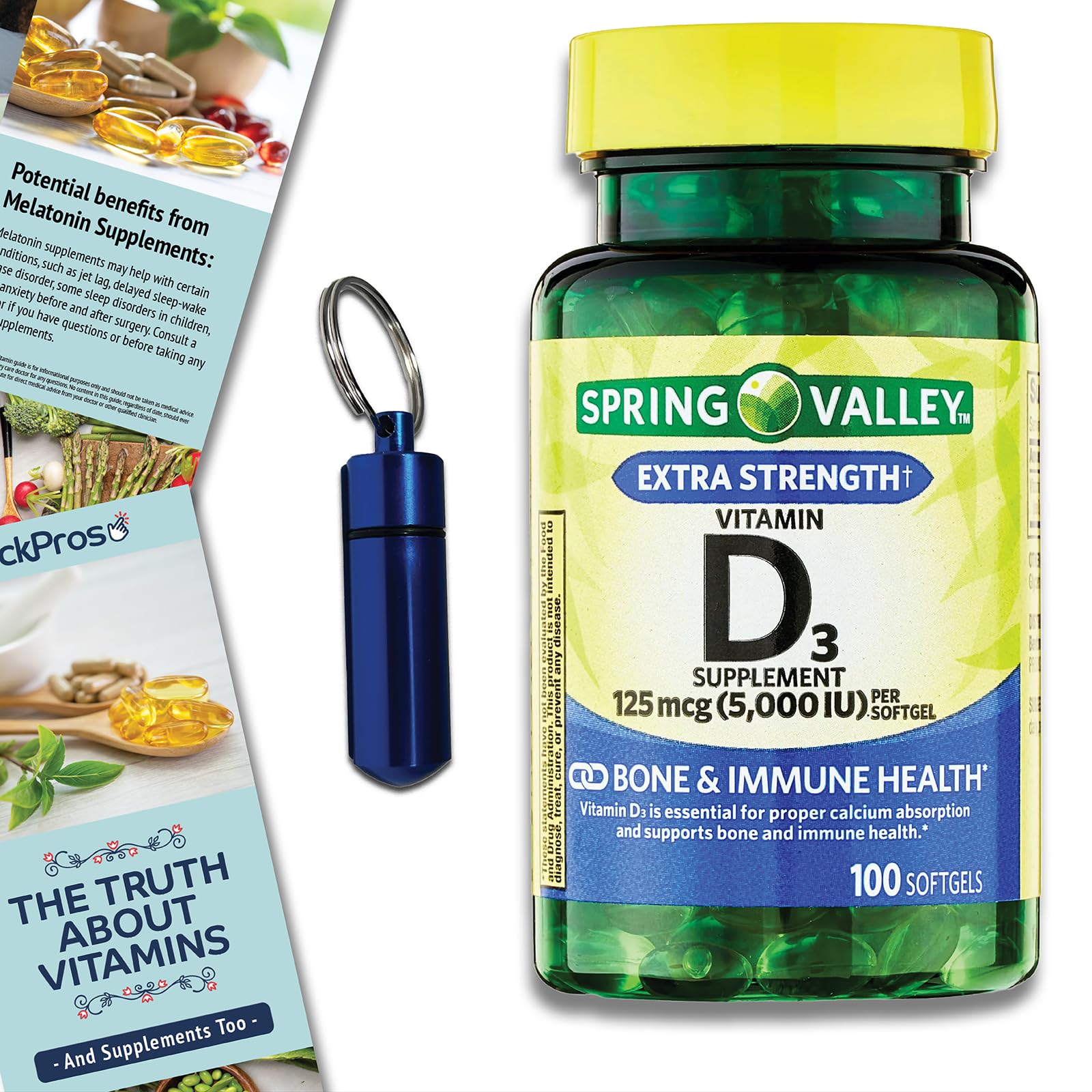 Snapklik.com : Spring Valley Vitamin D3 Softgels, 5000 IU, 100 Count ...