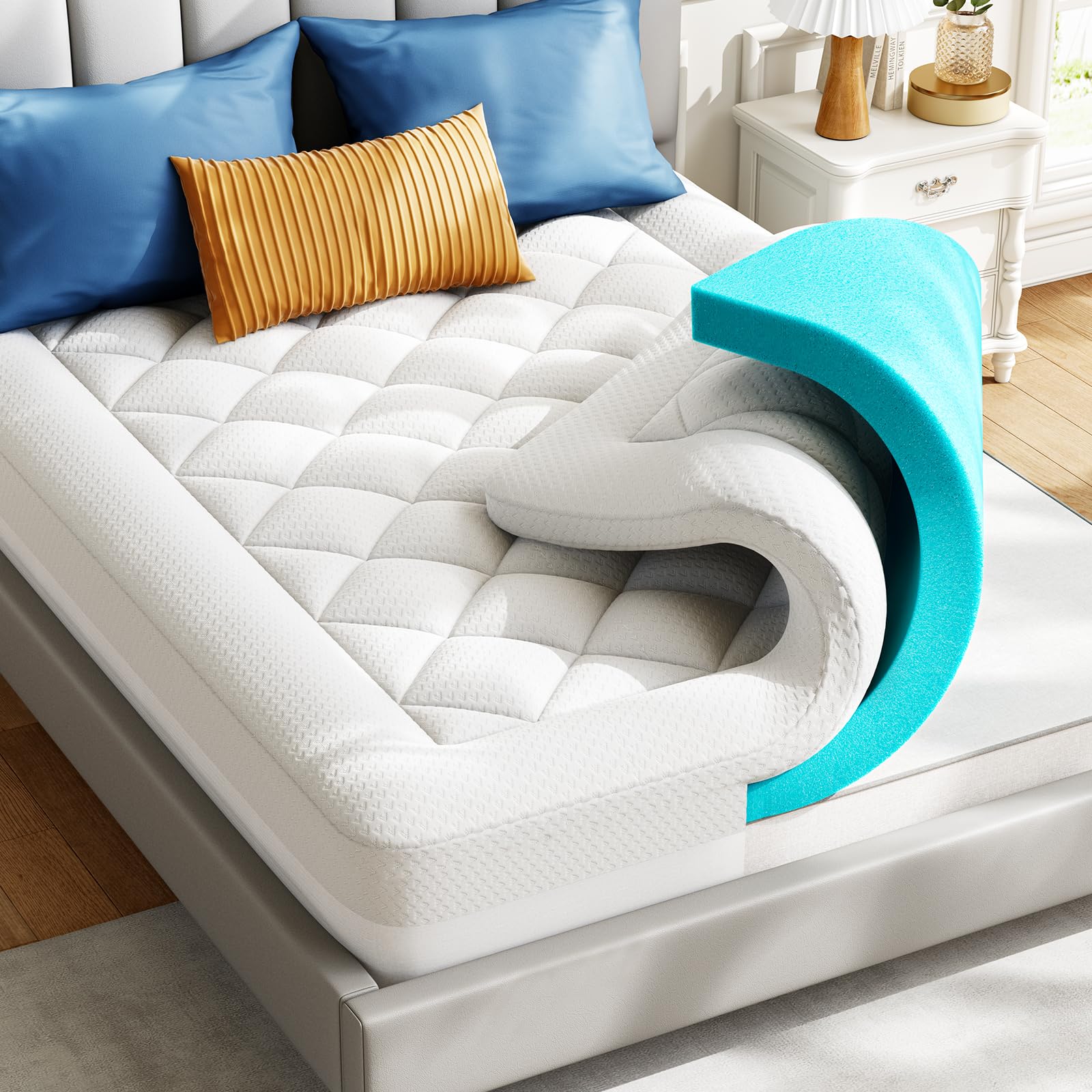 Amazon.com: PERLECARE Dual Layer 3 Inch Memory Foam Mattress Topper ...