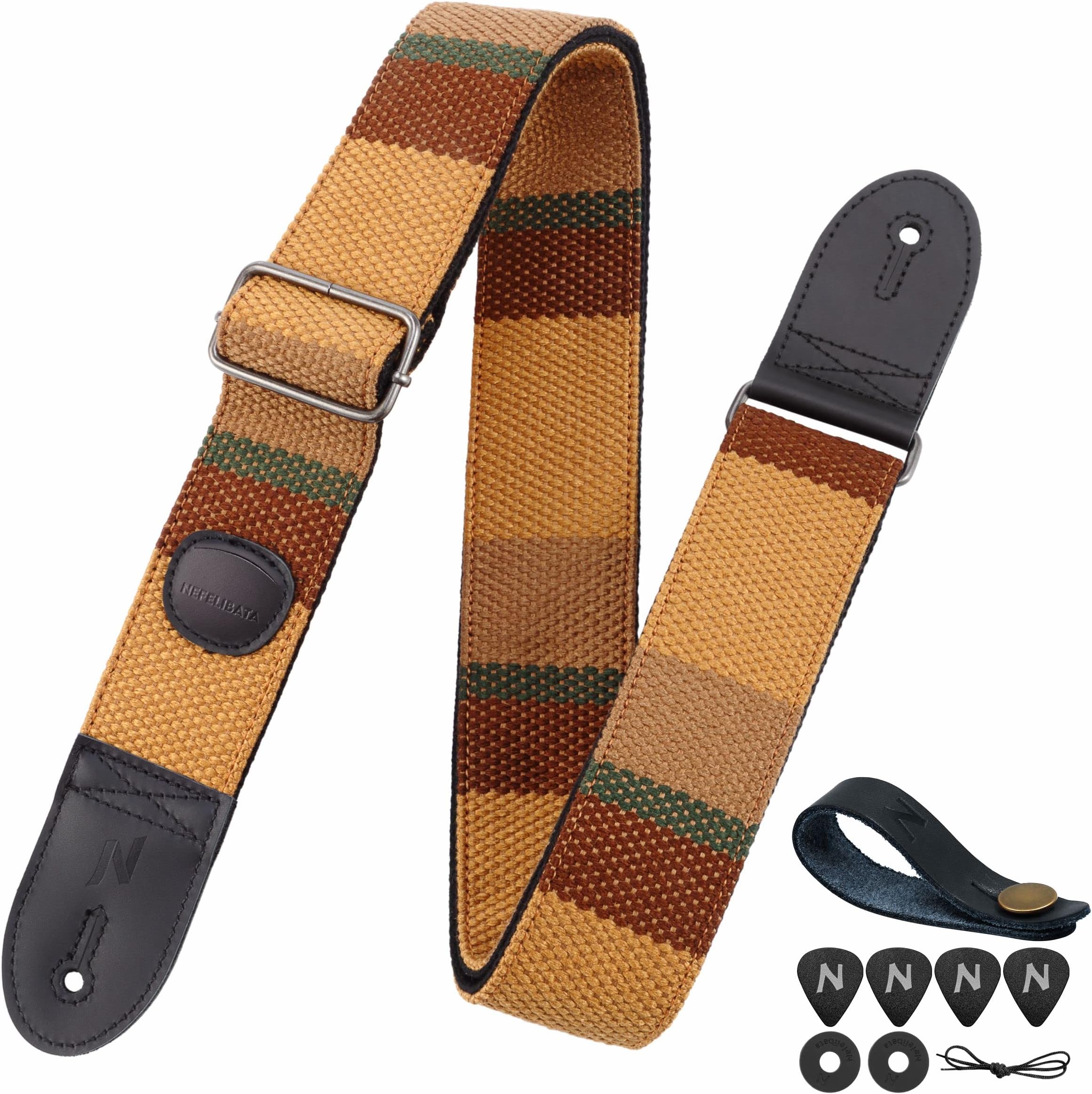 Nefelibata Guitar Strap with Pick Pocket, 2 Inch Thicker Woven Guitar ...
