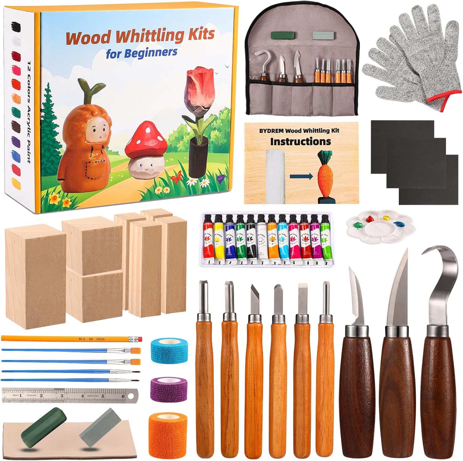 Amazon.com: BYDREM Wood Carving Kit, Wood Whittling Kit, Carving Knife ...