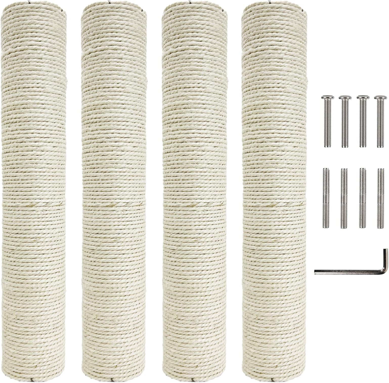 Kathson 4PCS Cat Scratching Post Replacement 15" Natural Jute Spare ...