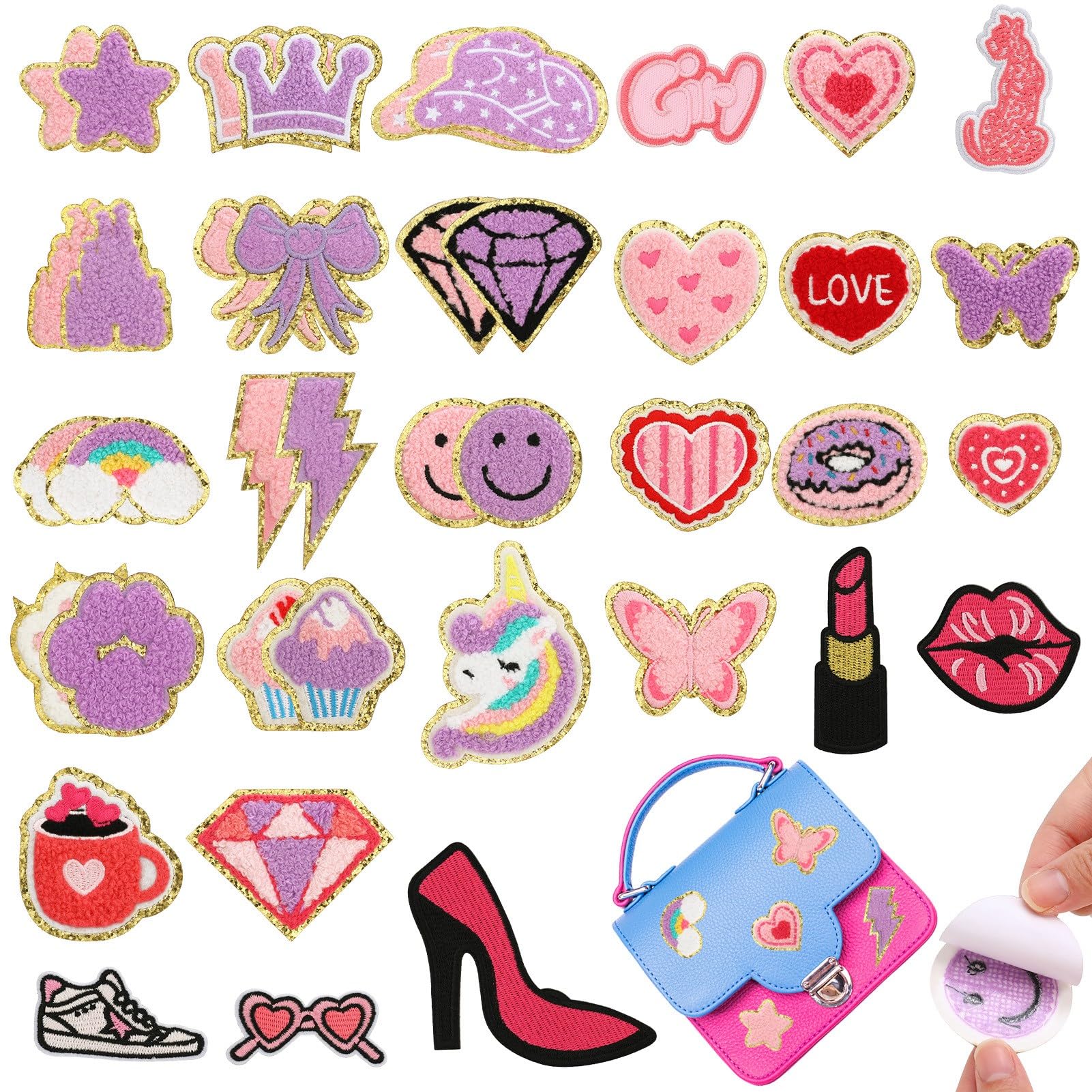 Amazon.com: Jspupifip 40 Pcs Chenille Embroidered Patches, Self ...