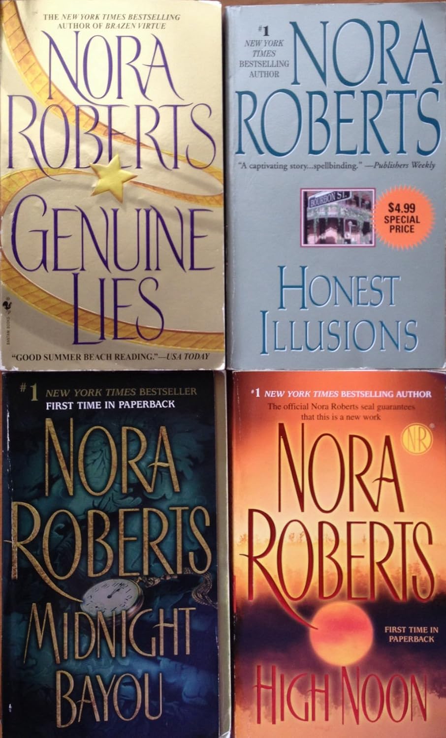 Nora Roberts 4 Book Set - High Noon, Midnight Bayou, Honest Illusions ...