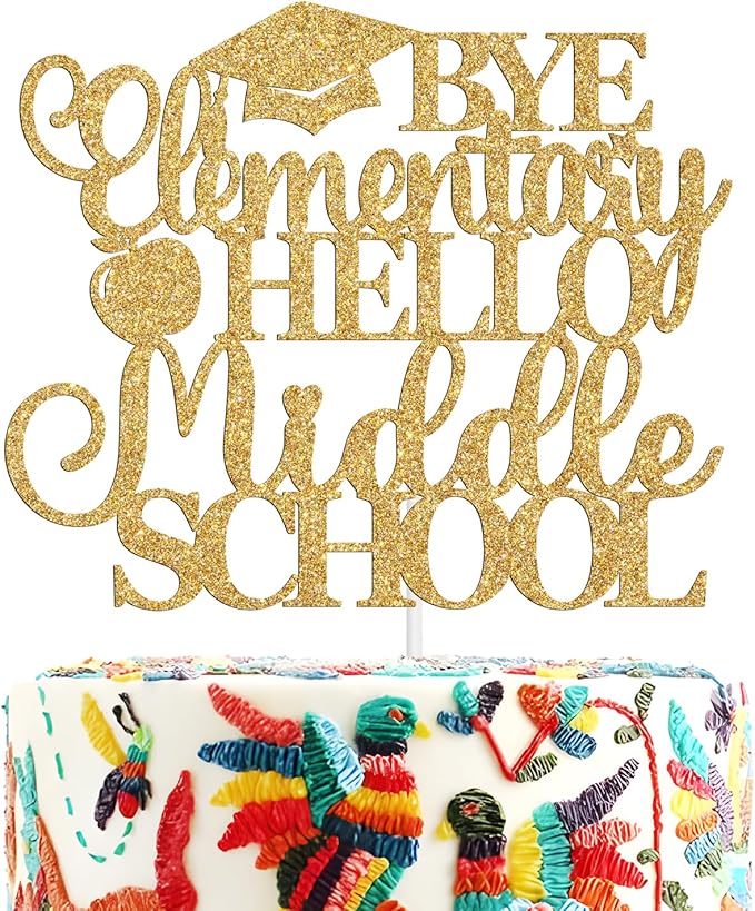 Amazon.com: Bye Elementary School Hello Middle School Cake Topper, 5th ...