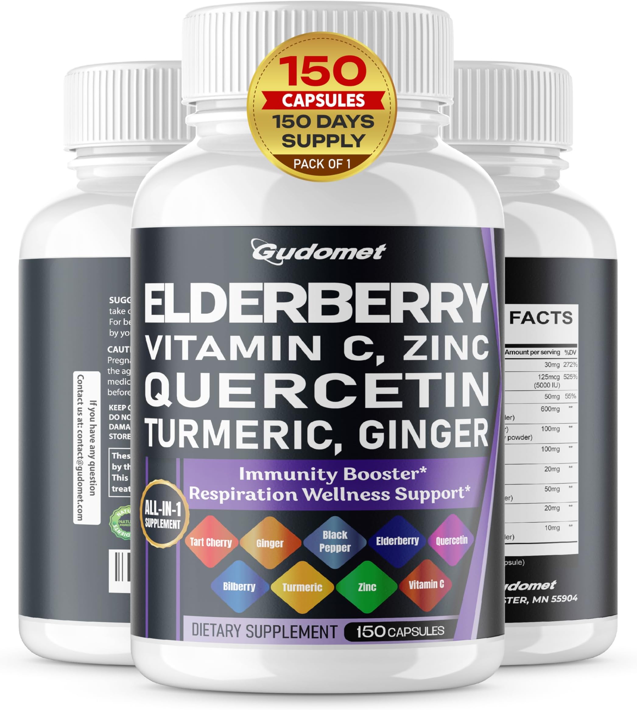 Amazon.com: GUDOMET Elderberry Quercetin Bilberry Turmeric Tart Cherry ...