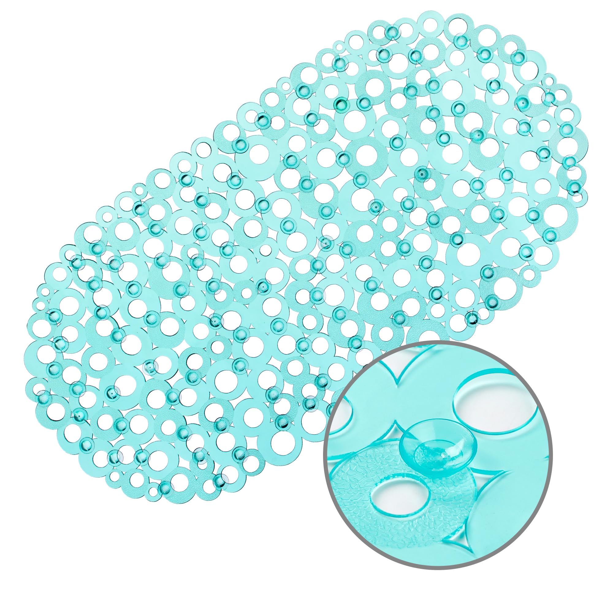 Amazon.com: WELTRXE Oval Bathtub Mat Non Slip, Clear Teal Bubbles Bath ...