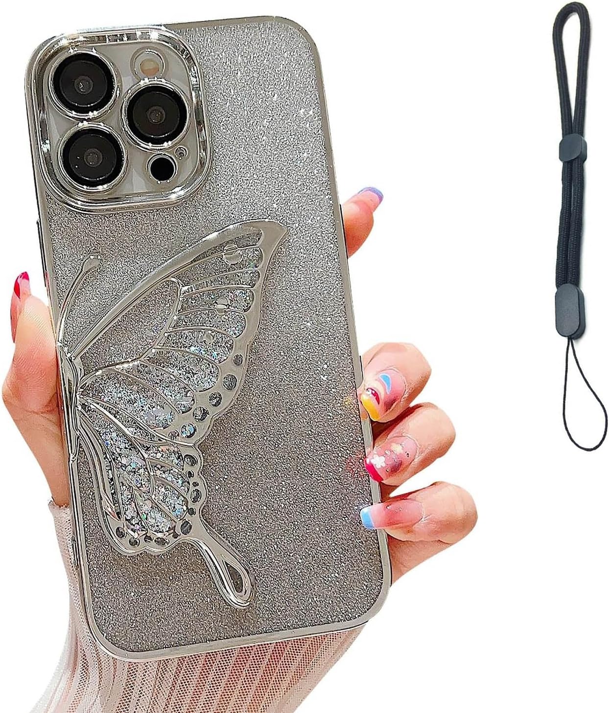 Amazon.com: Hanlaien Shimmer Diamonds Sparkling Butterfly Phone Case ...