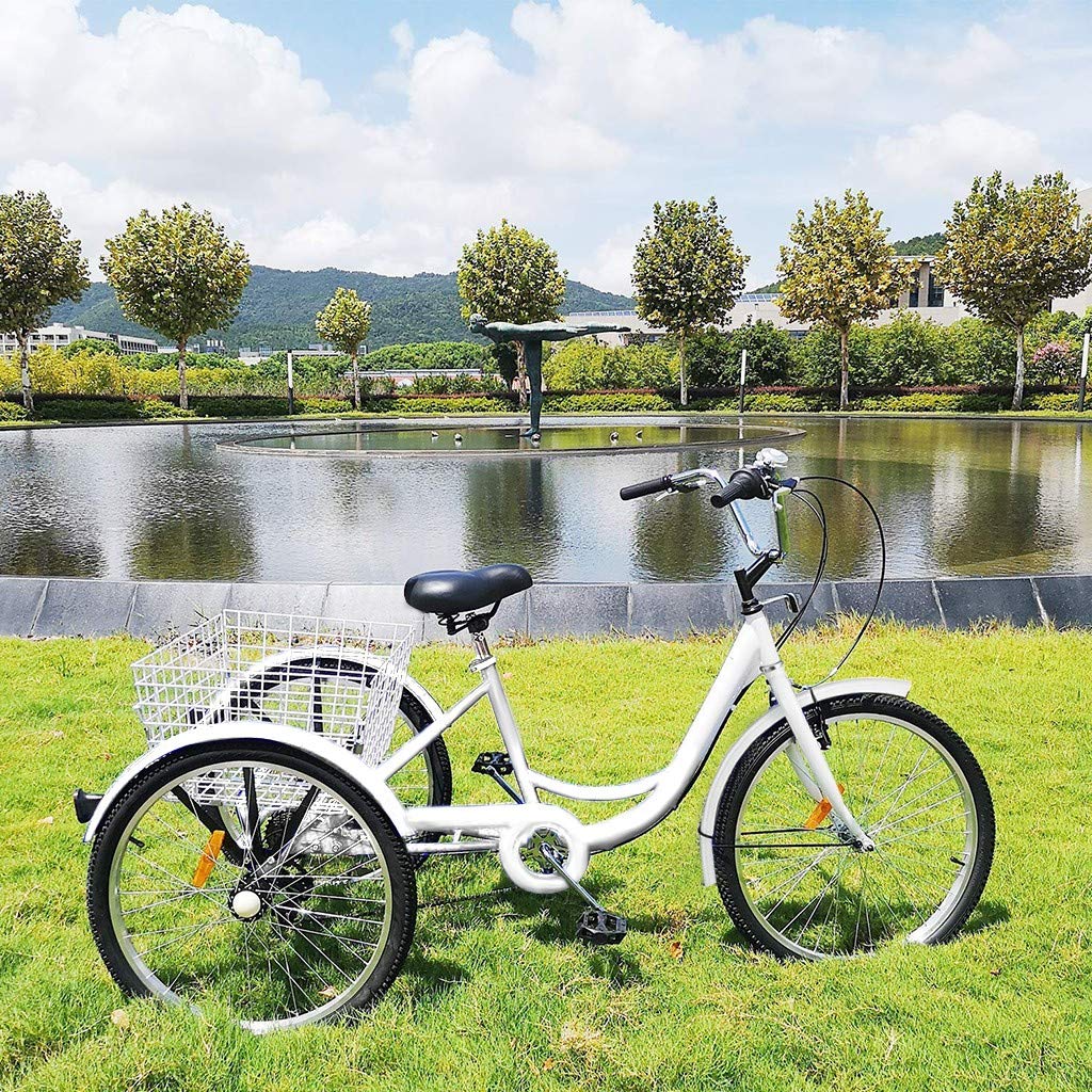 Vehpro Adult Tricycle Bike Adult Trike Bike 24 inch 3 Wheel Bikes with ...