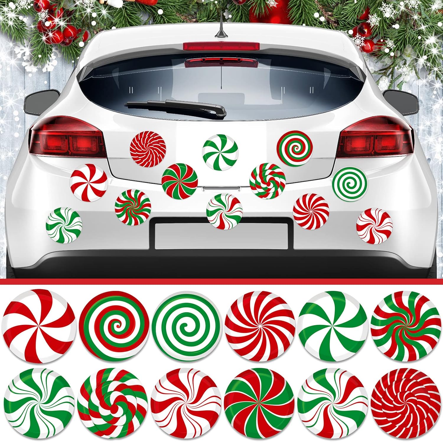 Amazon.com: 12 Pcs Christmas Candy Car Magnets 4.7 Inches Round ...