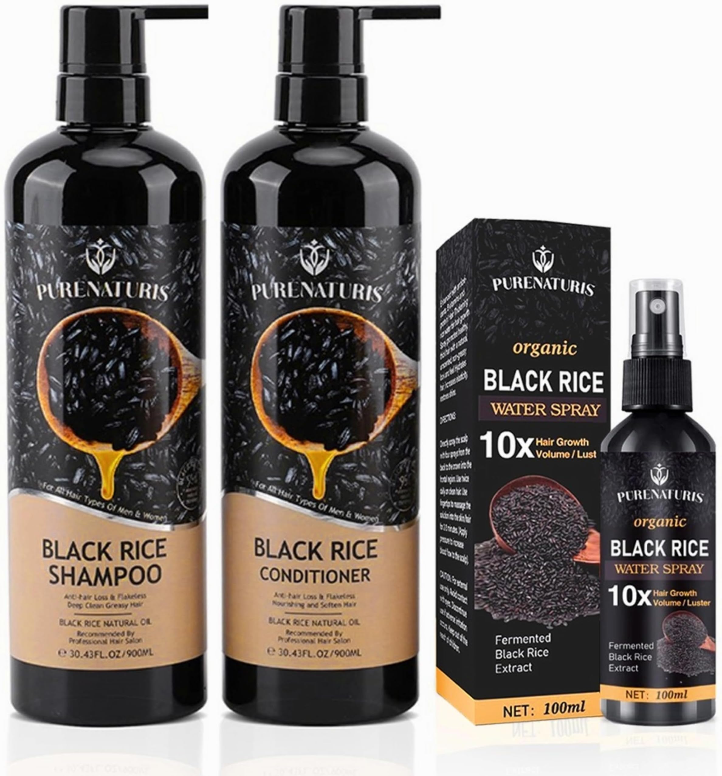 Amazon.com : Organic Rosemary Black Rice Water Shampoo and Conditioner ...