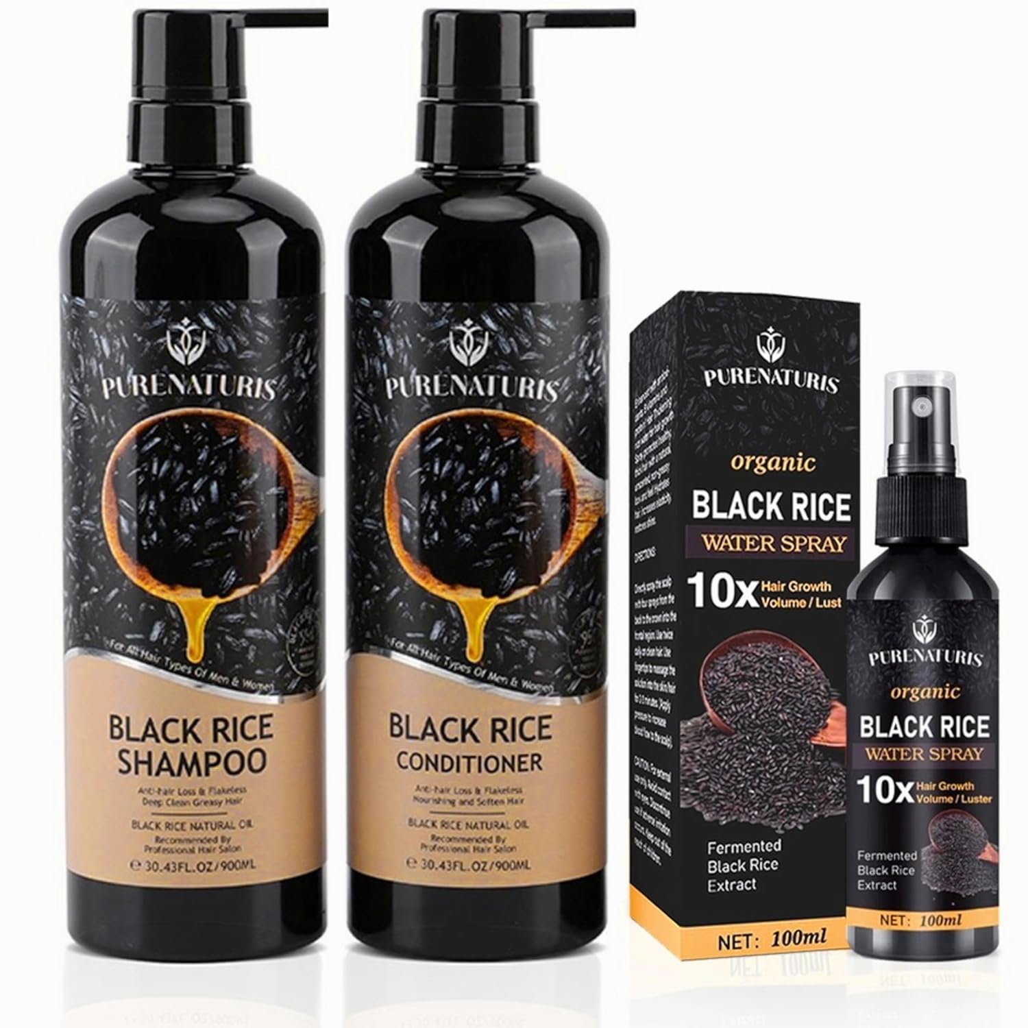 Amazon.com : Organic Rosemary Black Rice Water Shampoo and Conditioner ...